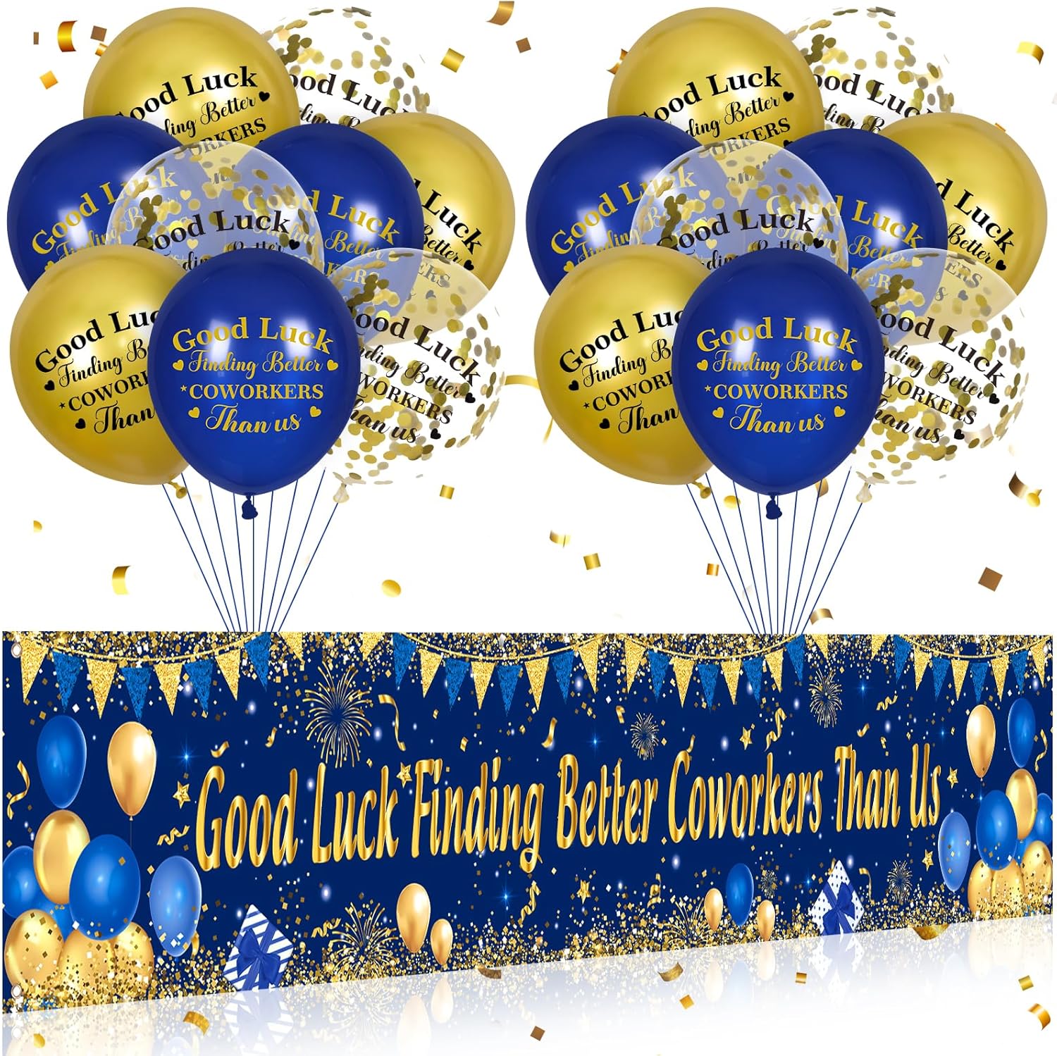 Amazon.com: Good Luck Finding Better Coworkers Than Us Decorations Blue Gold Farewell ...