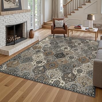 Amazon.com: Lahome Moroccan Area Rugs 8x10 Grey Rug,Ultra-Thin Oriental ...