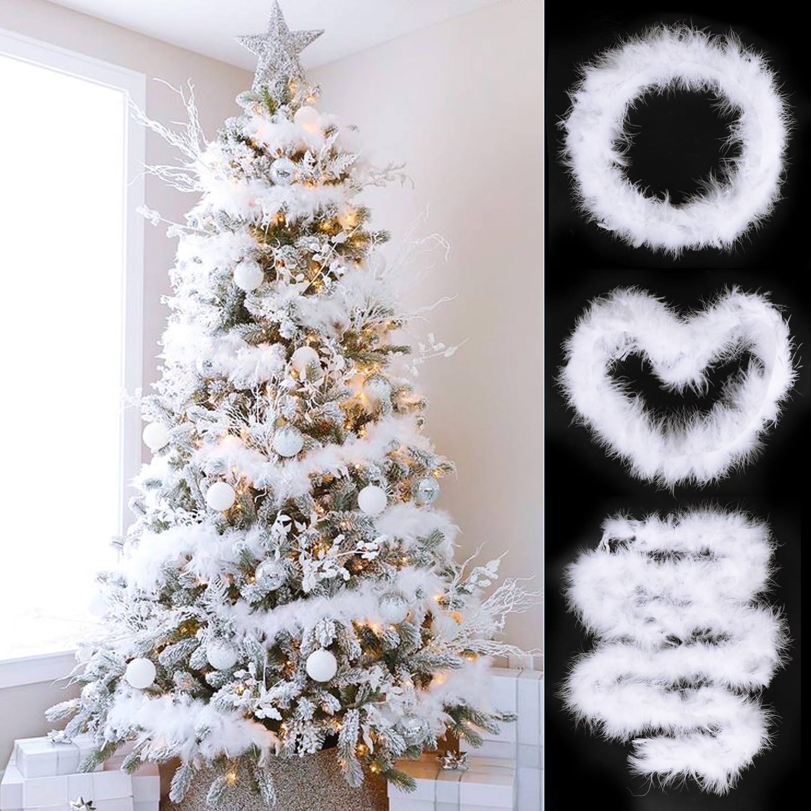 BHGT 3 Stück x 2M Weiß Weihnachten Girlande Weihnachtsgirlande ...