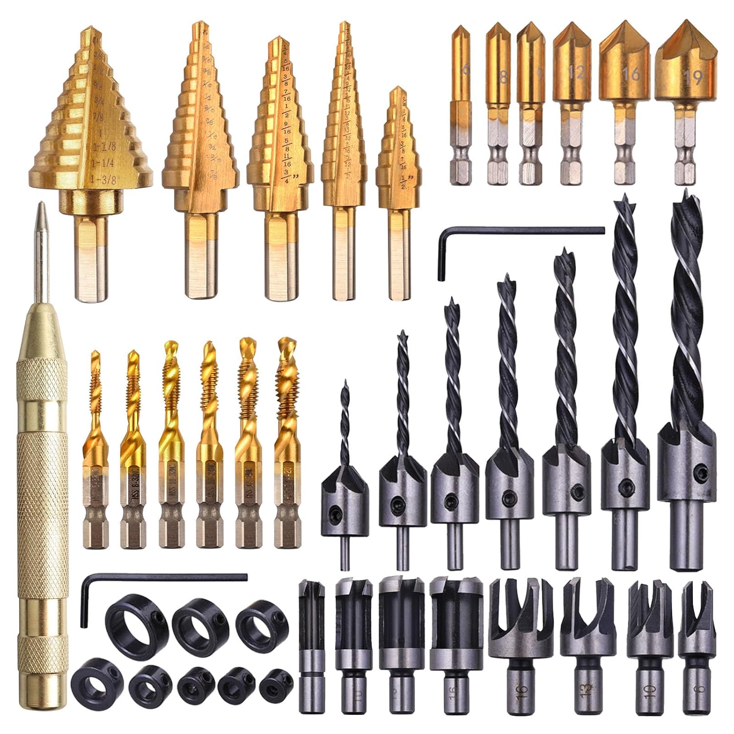 WENHUALI 42-Pack Wood Working Tools Including 6 Countersink Drill Bit ...