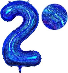 Amazon.com: Number 2 Balloon 40 inch, Dark Blue Big Number Balloon ...