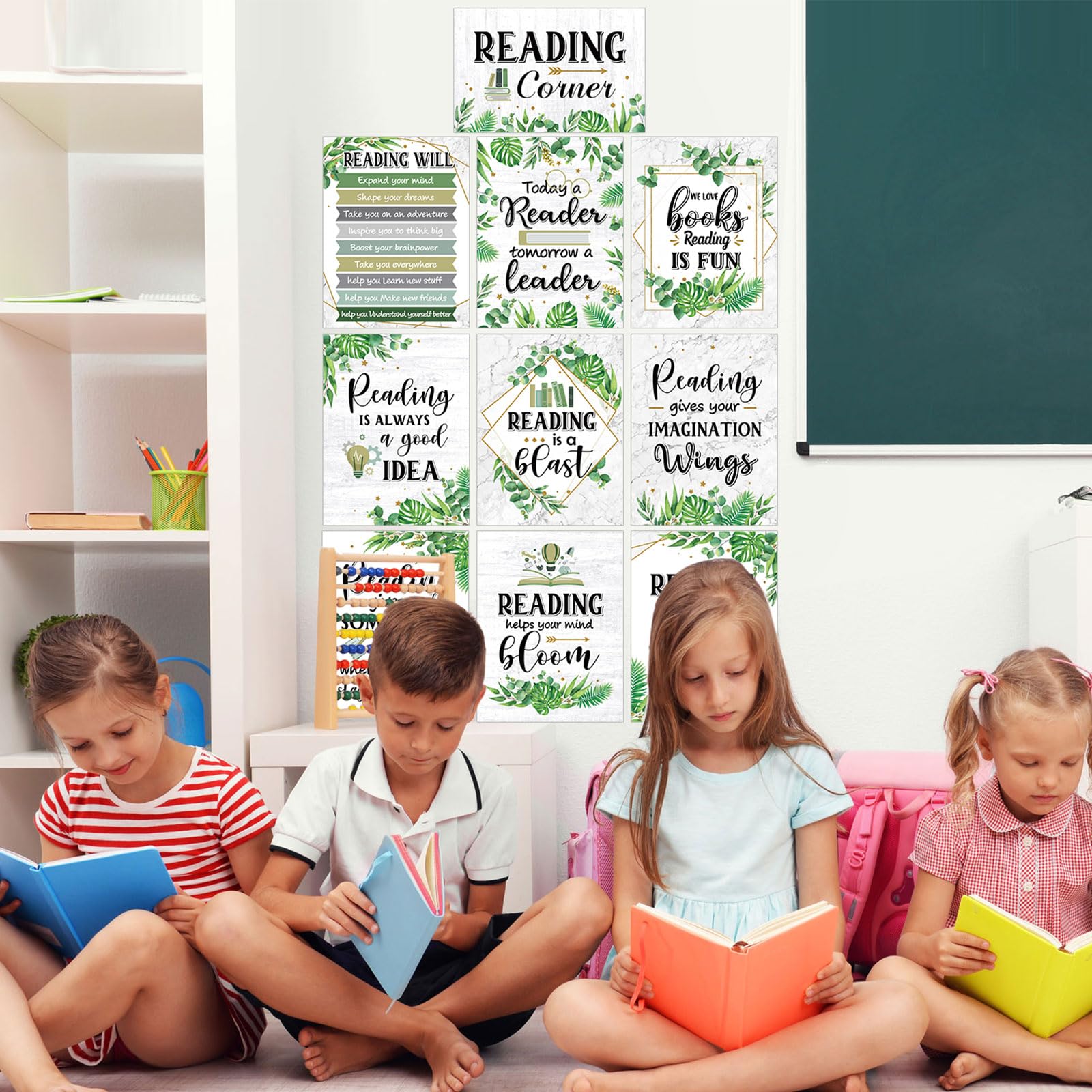 Snapklik.com : 10 Pcs Reading Bulletin Board Posters Eucalyptus ...