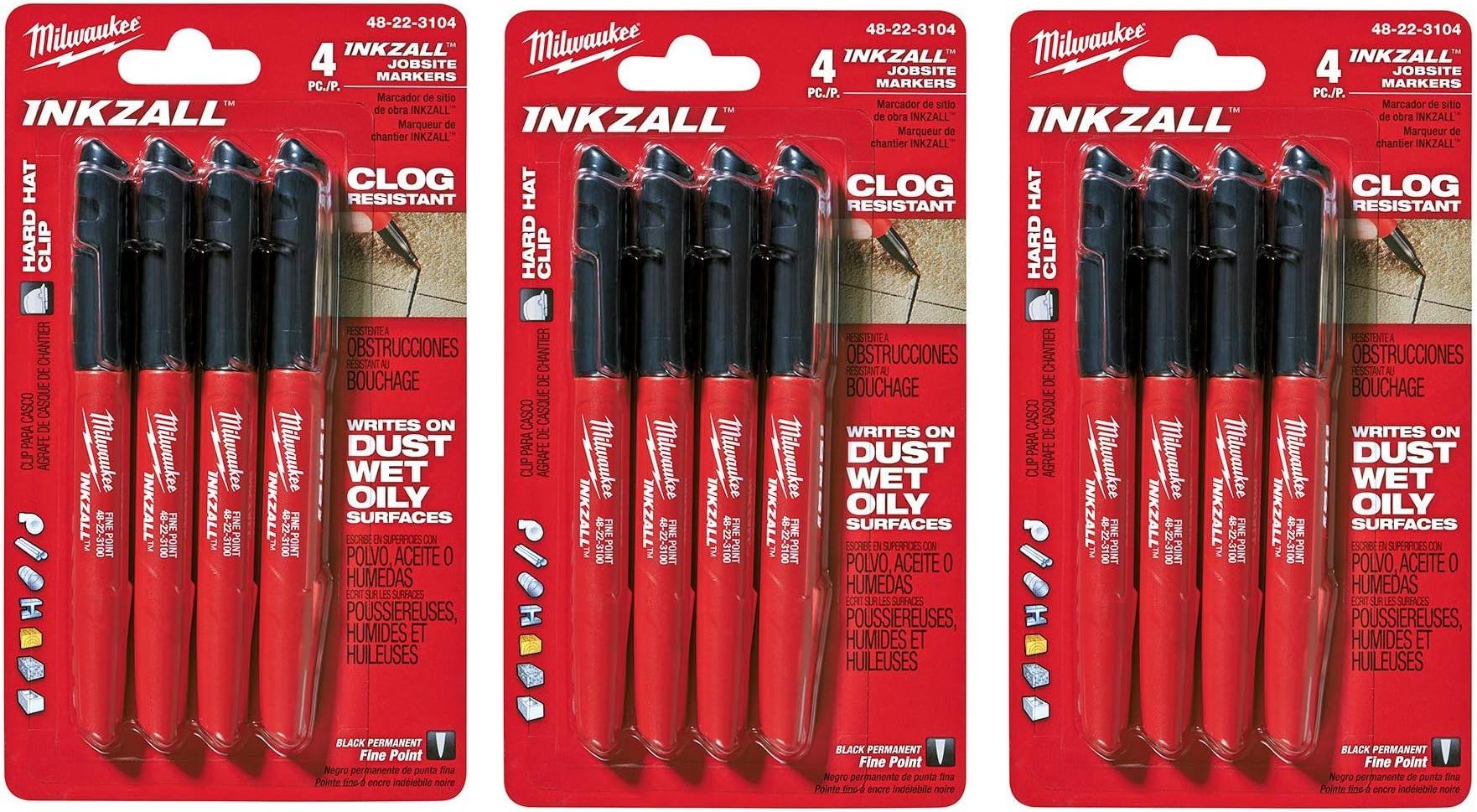 Amazon.com : Milwaukee 48-22-3103 Inkzall Chisel Tip Multi Surface ...
