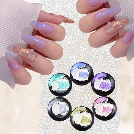 Amazon.com: Mermaid Chrome Nail Powder Aurora Nail Glitter Nail Art ...