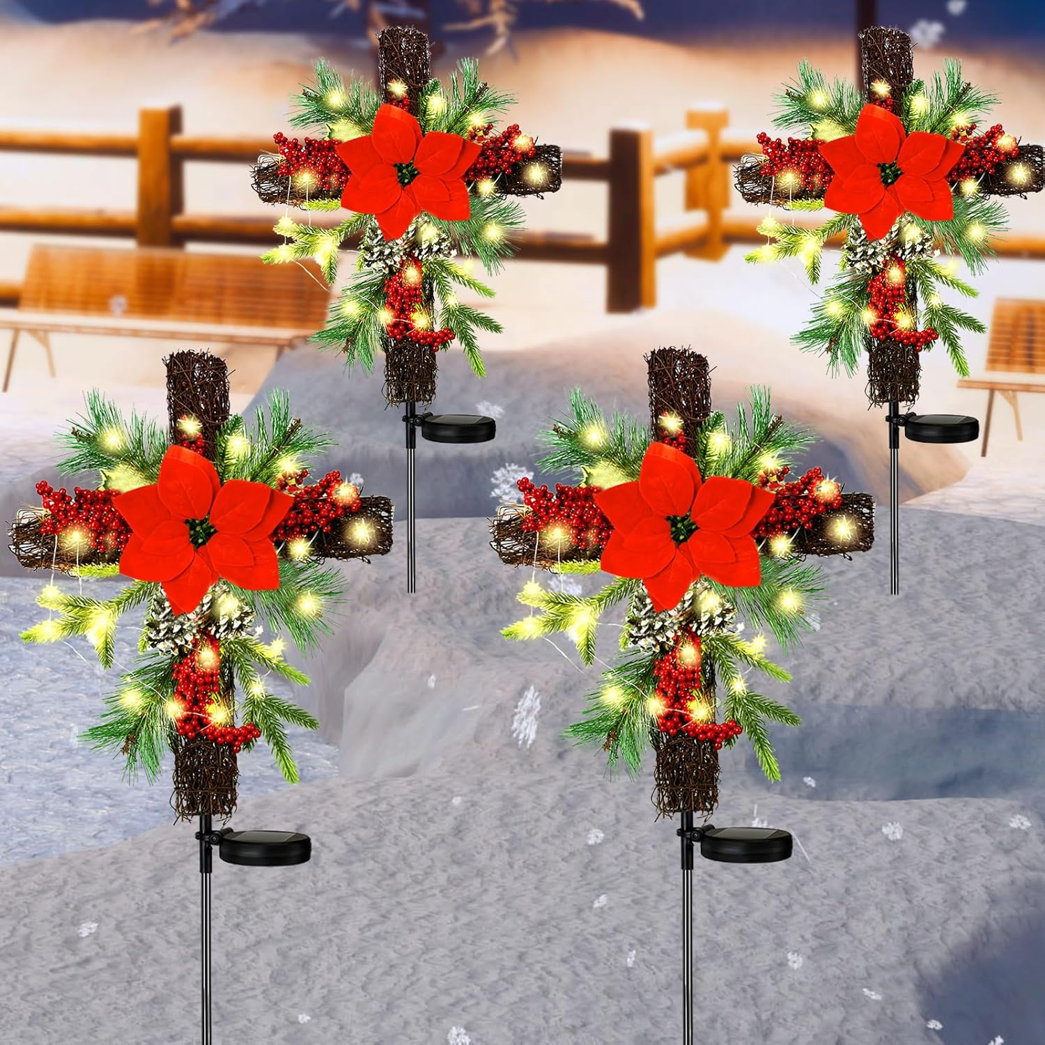 Amazon.com : Kigley 4 Pcs Christmas Solar Lights Outdoor Stake Lights ...
