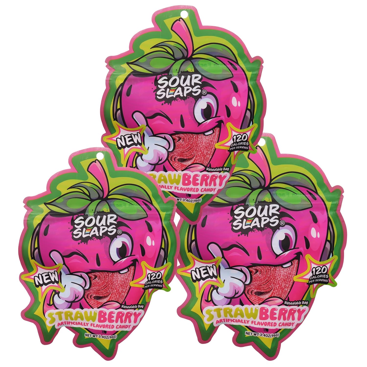 Amazon.com : Sour Slaps 3-Pack Flavored Sour Candy Belts - Deliciously ...