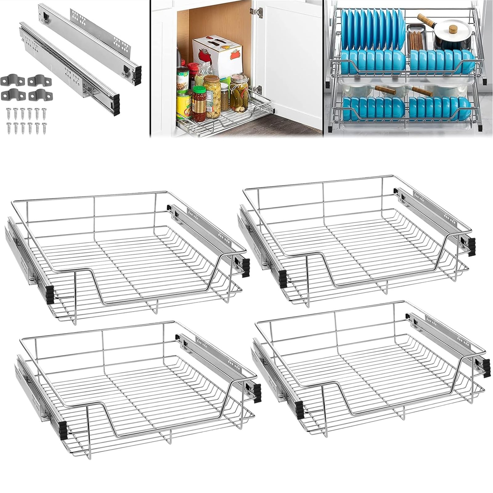 SAILUN Pull-Out Wire Baskets 600mm Wide Cabinet Slide Out Wire Storage ...