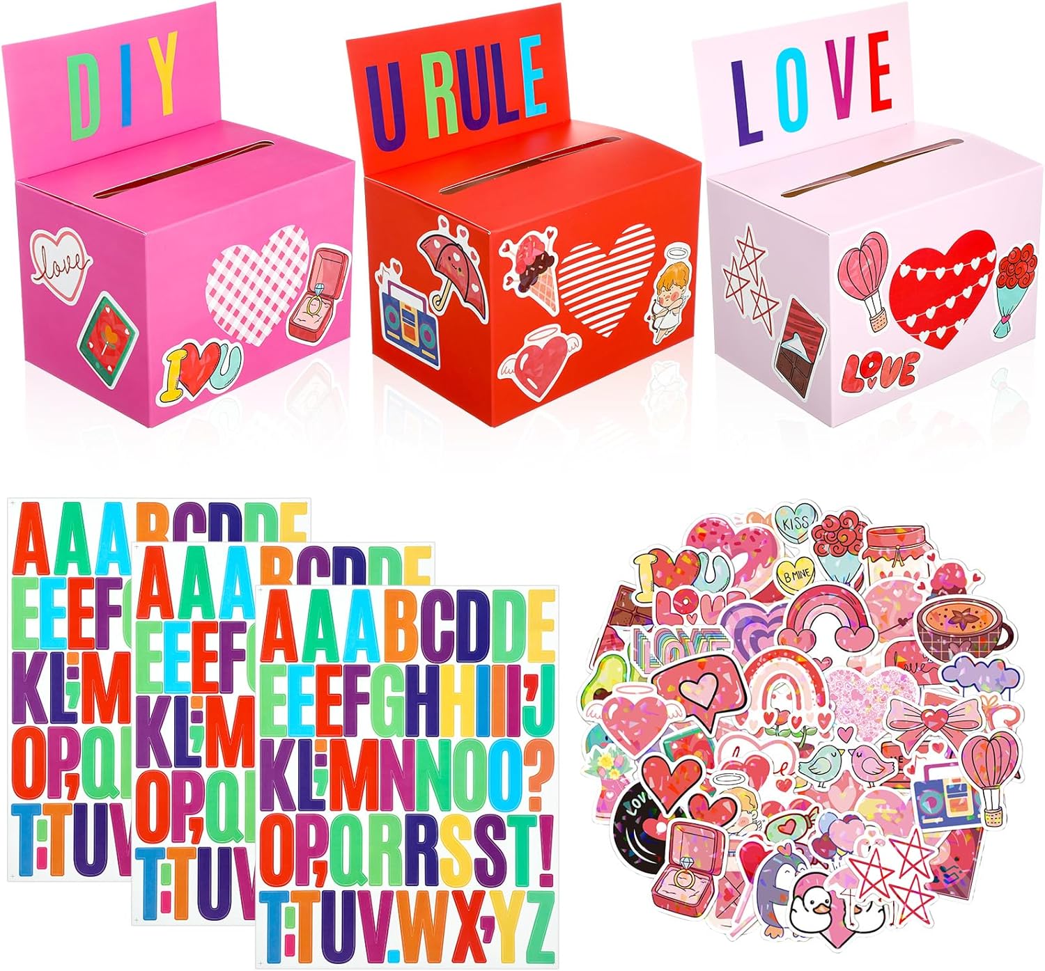 Amazon.com: Kosiz 3 Pack Valentines Day Card Box Mailbox with Slot 4.5 ...