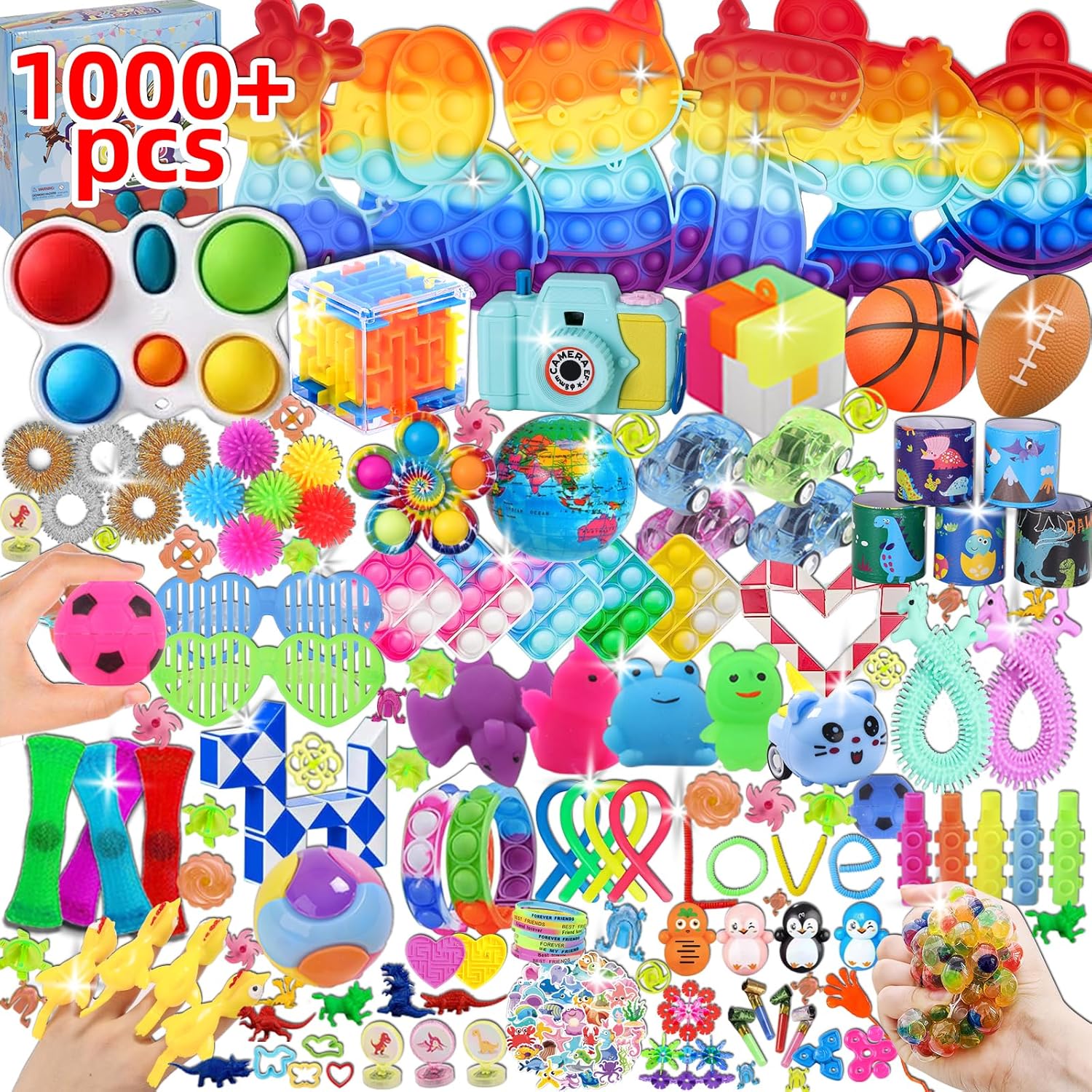 Amazon.com: 1000 Pcs Party Favors for Kids, Fidget Toys Bulk, Birthday Gift Toys, Fidgets ...