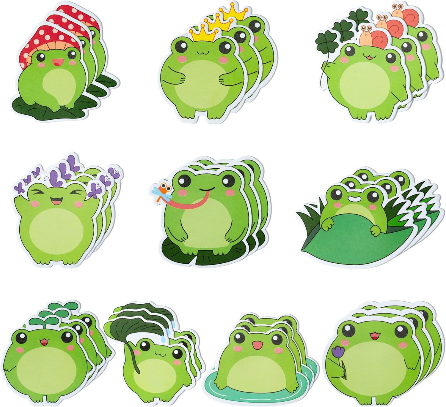Xqumoi 30 Pack Frog Sticky Notes, Total 600 Sheets, Cute Cartoon Frog ...