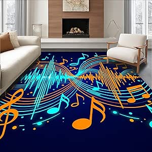 Amazon.com: Low Pile Flatwoven Area Rug 6x9, Color Burst Soundwave ...