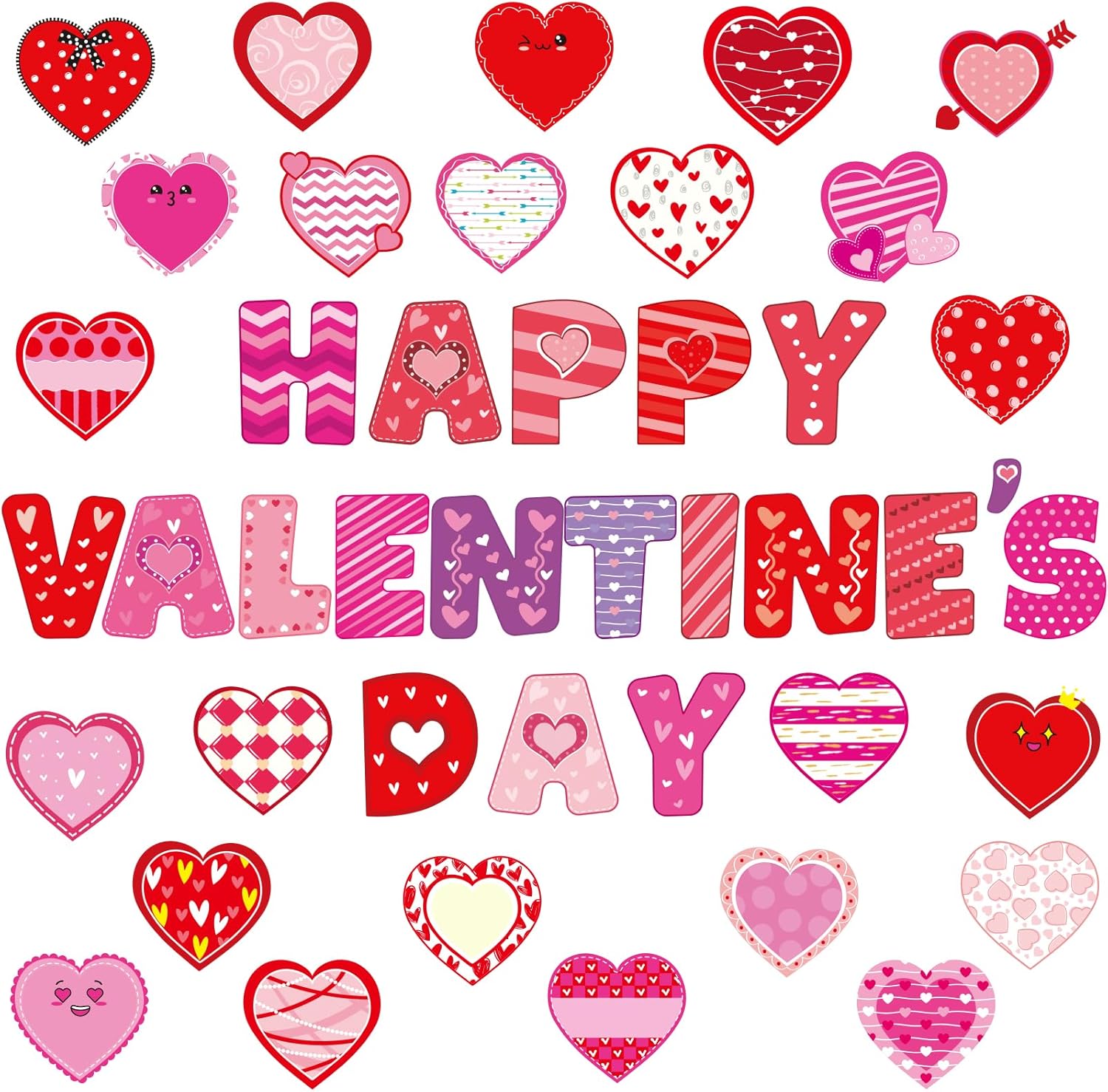 90PCS Valentine’s Day Cutouts Paper Heart Cutouts for Classroom ...