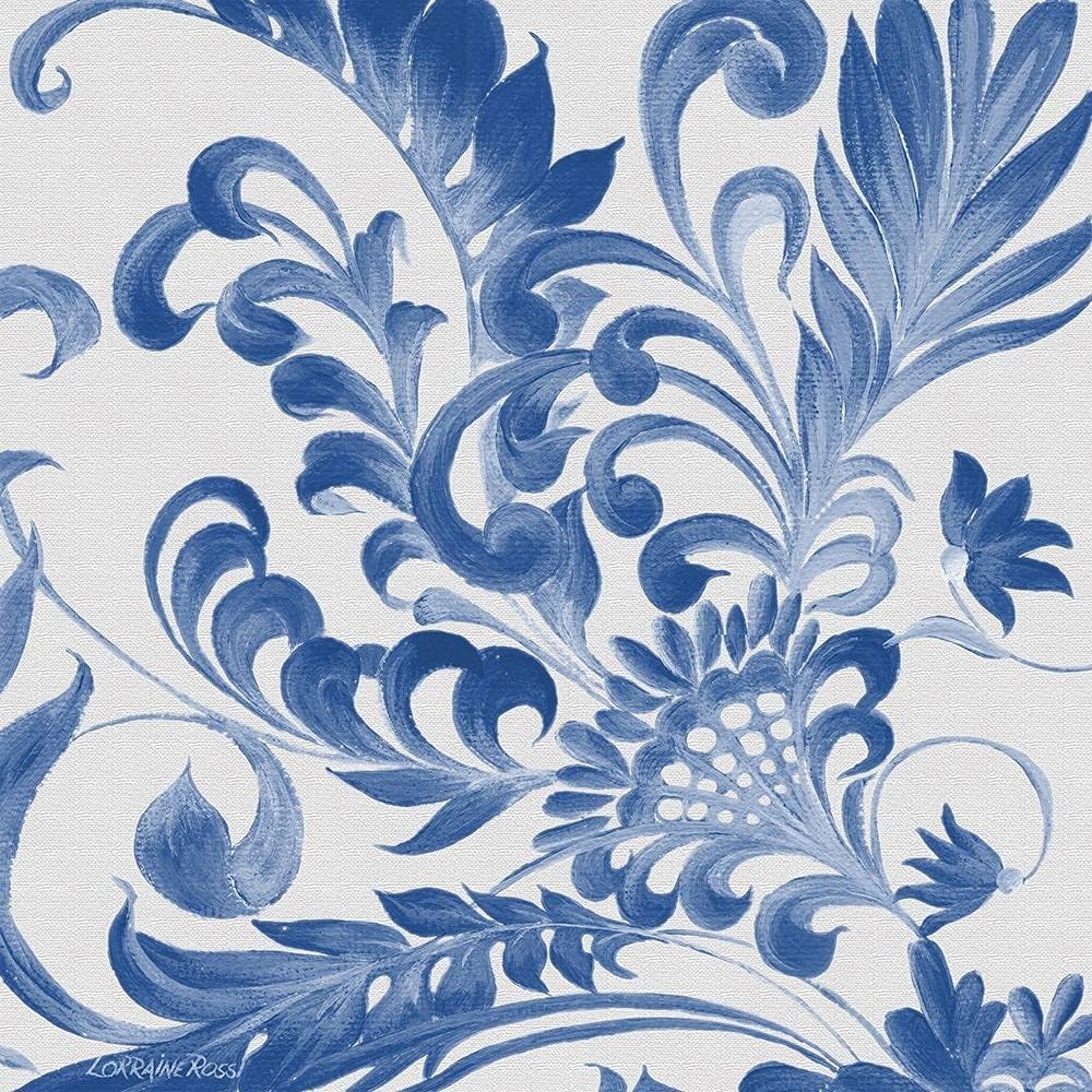 Amazon.com: Elegant Blue Flourish 2 By Lorraine Rossi - 16x16 Art Print ...