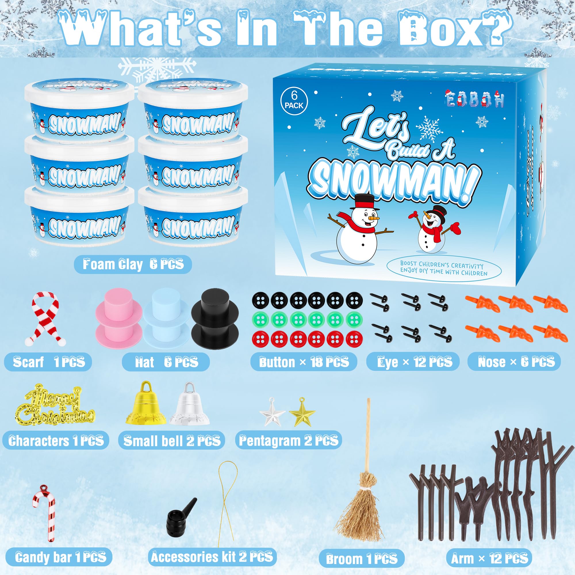 Snapklik.com : 6 Pack Snowman Kit, Christmas Craft DIY For Kids, Build ...
