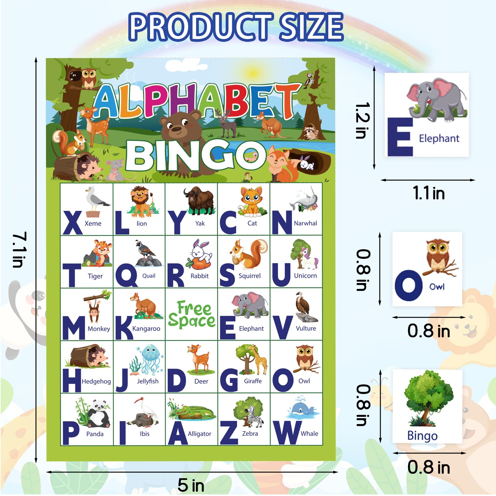 Snapklik.com : Leezead Alphabet Animal Bingo Game For Toddler To Adult