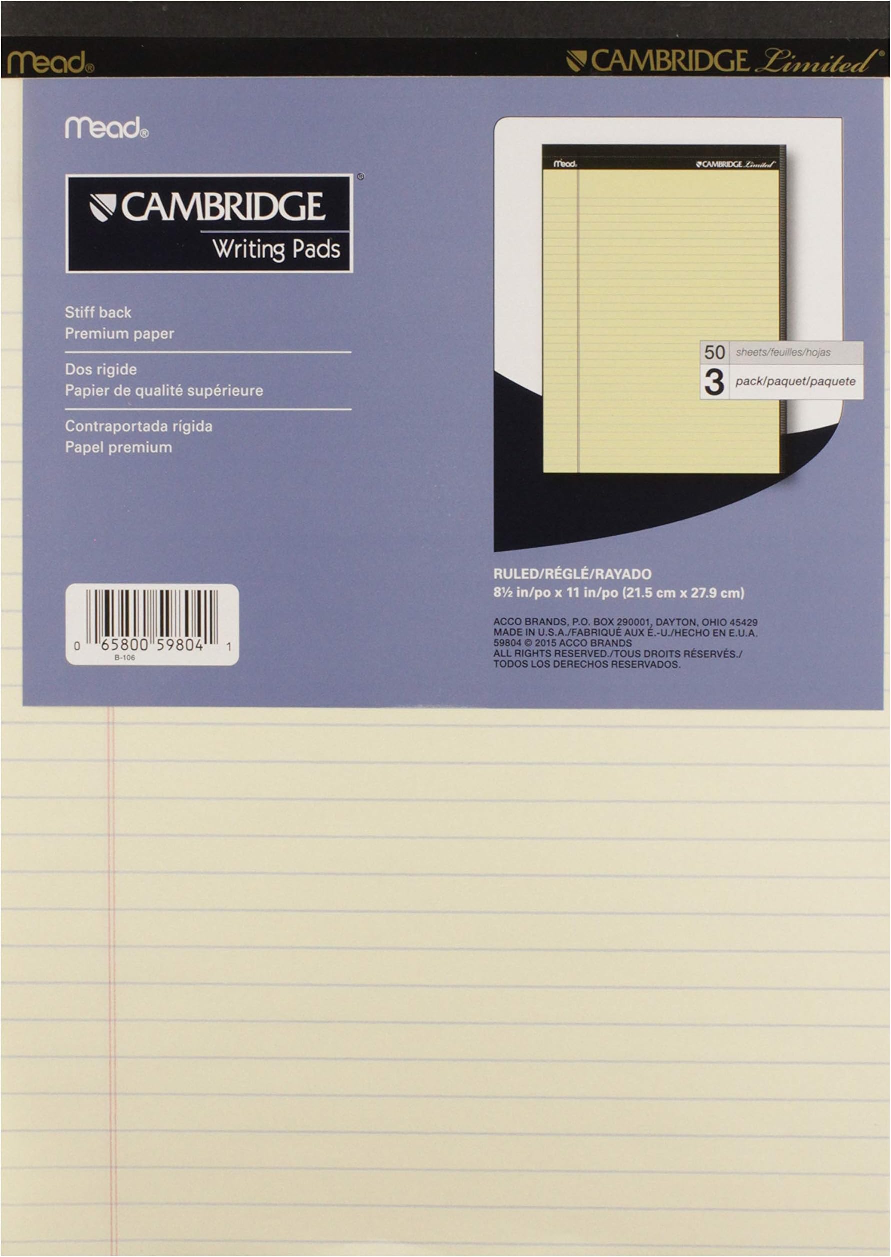 Cambridge Limited Perforated Writing Pad, 8.5 X 11 Inches, Wide Ruled ...