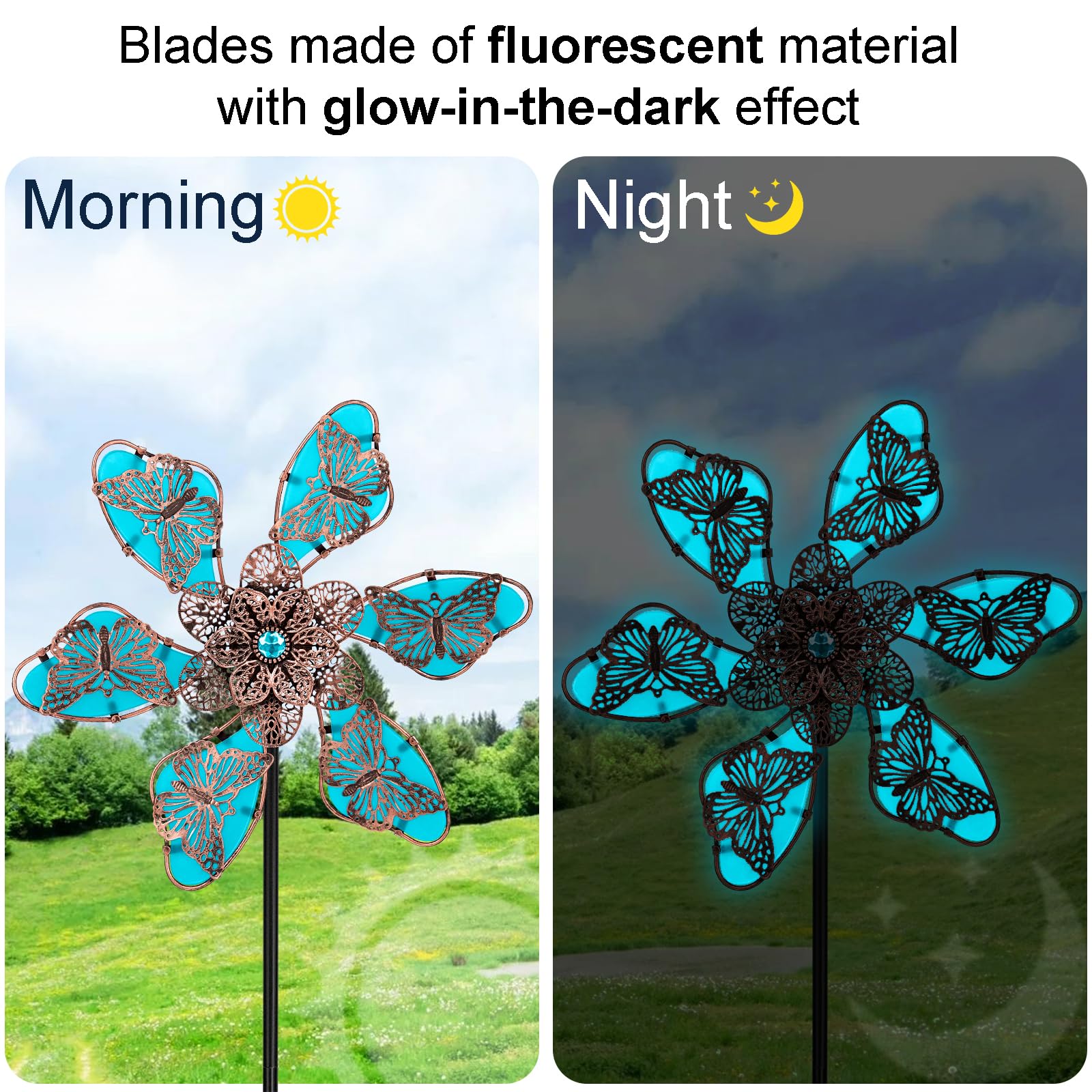 Snapklik.com : Metal Wind Spinners Outdoor, Glow In Dark Wind Sculptures