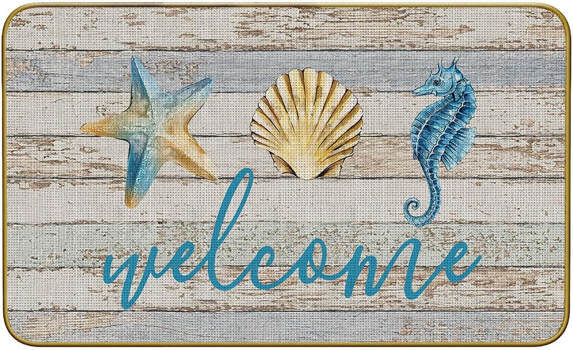 Amazon.com: Mingnei Nautical Door Mat,Beach Door Mats Outdoor,Beach Rug ...