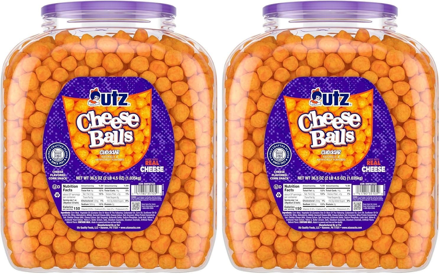 Amazon.com: Utz Cheese Balls Barrel, Tasty Snack Baked with Real ...