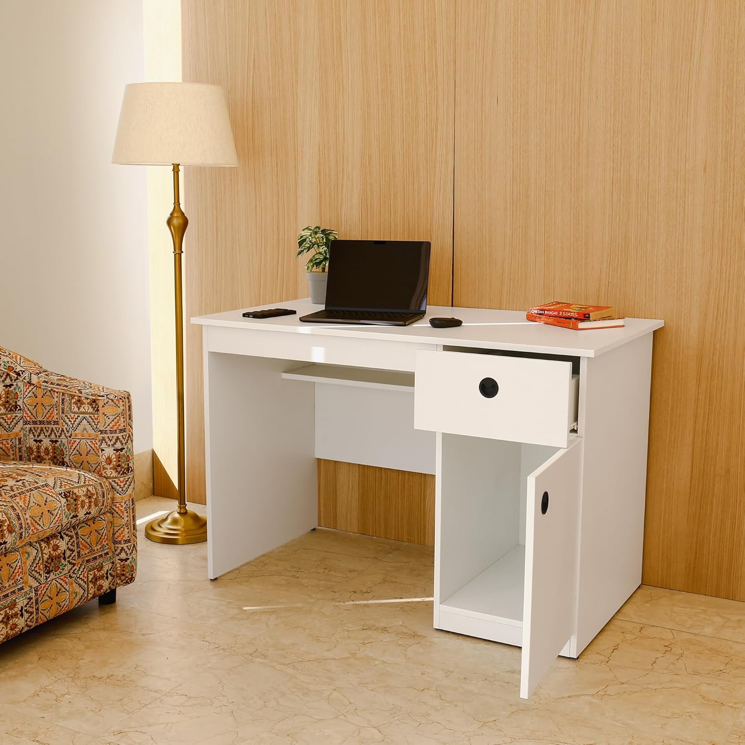 lussomobily Computer Desk with Drawer and Cabinet Engineered Wood ...