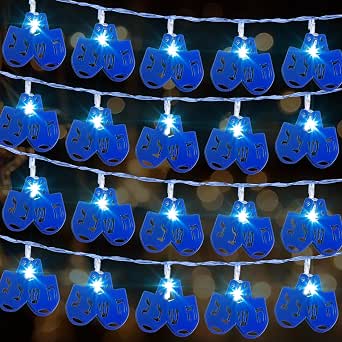 Amazon.com: Baquler 2 Strings Hanukkah String Lights, 20 Feet 40 LED ...