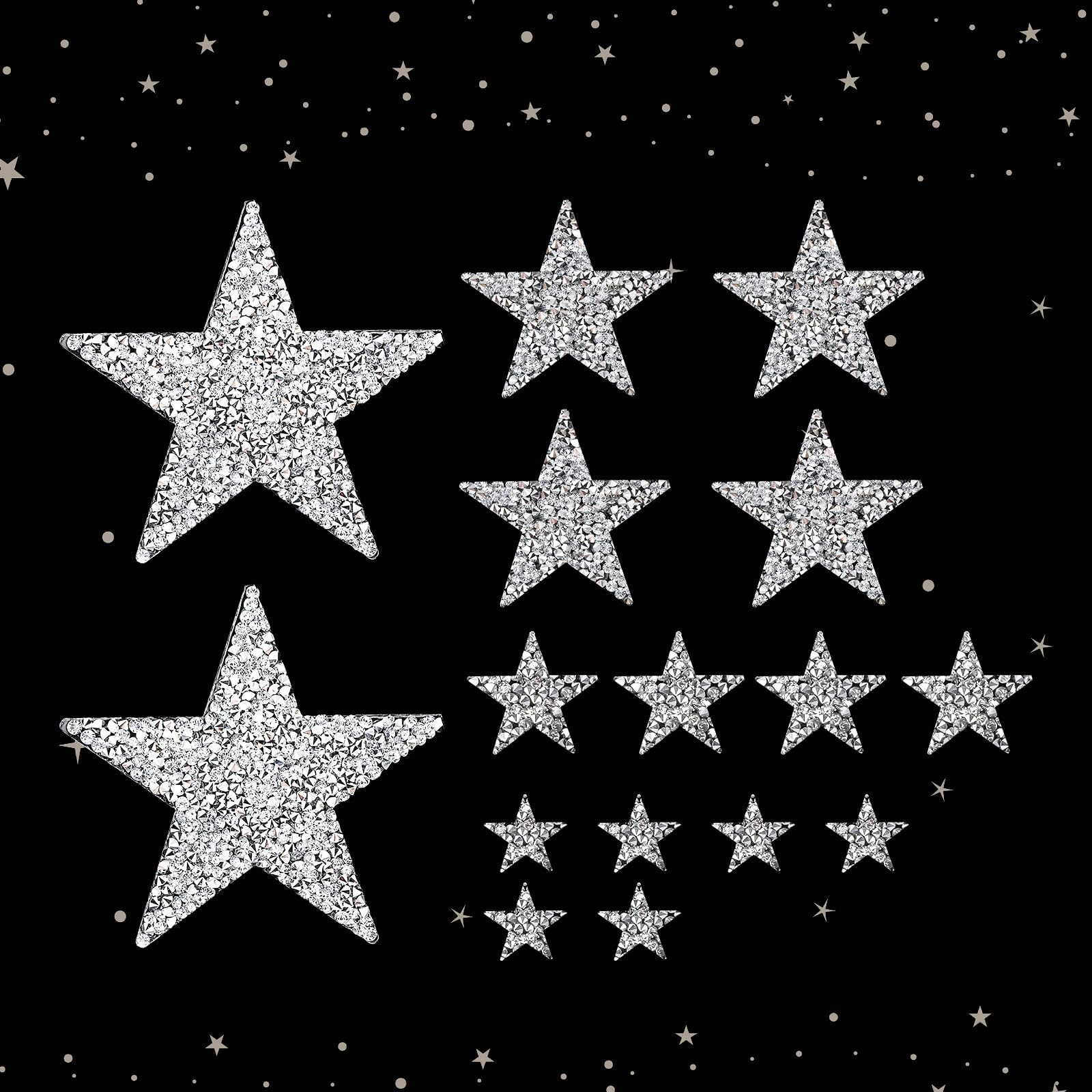Teaaha 16PCS Iron on Stars Patches Silver Star Patches Iron on Glitter ...