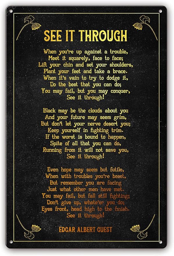 Amazon.com: See It Through Poem Metal Signs Wall Decor Edgar Albert ...