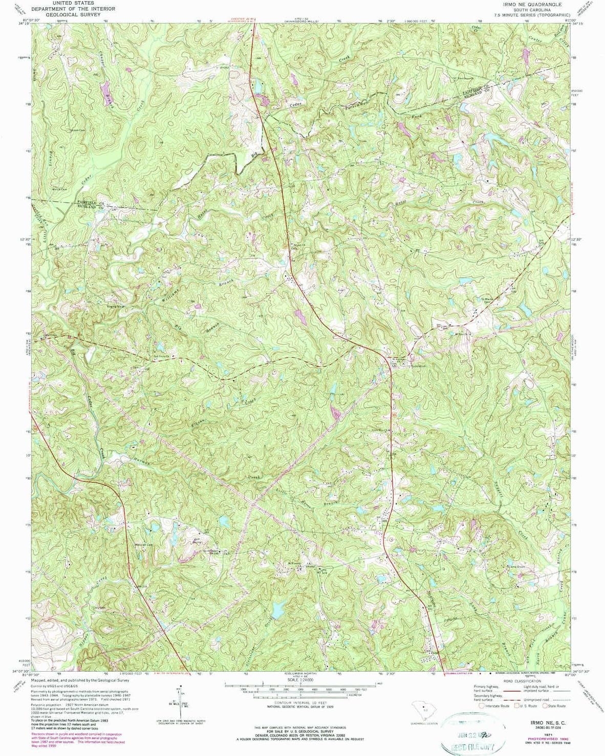 Amazon.com : YellowMaps Irmo NE SC topo map, 1:24000 Scale, 7.5 X 7.5 ...