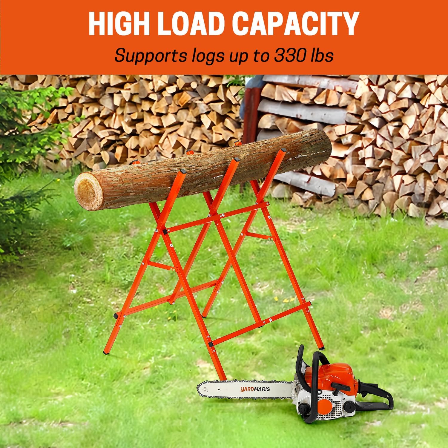 Snapklik.com : Log Saw Horse, Foldable Steel Sawbuck, 10.6 In Diameter ...