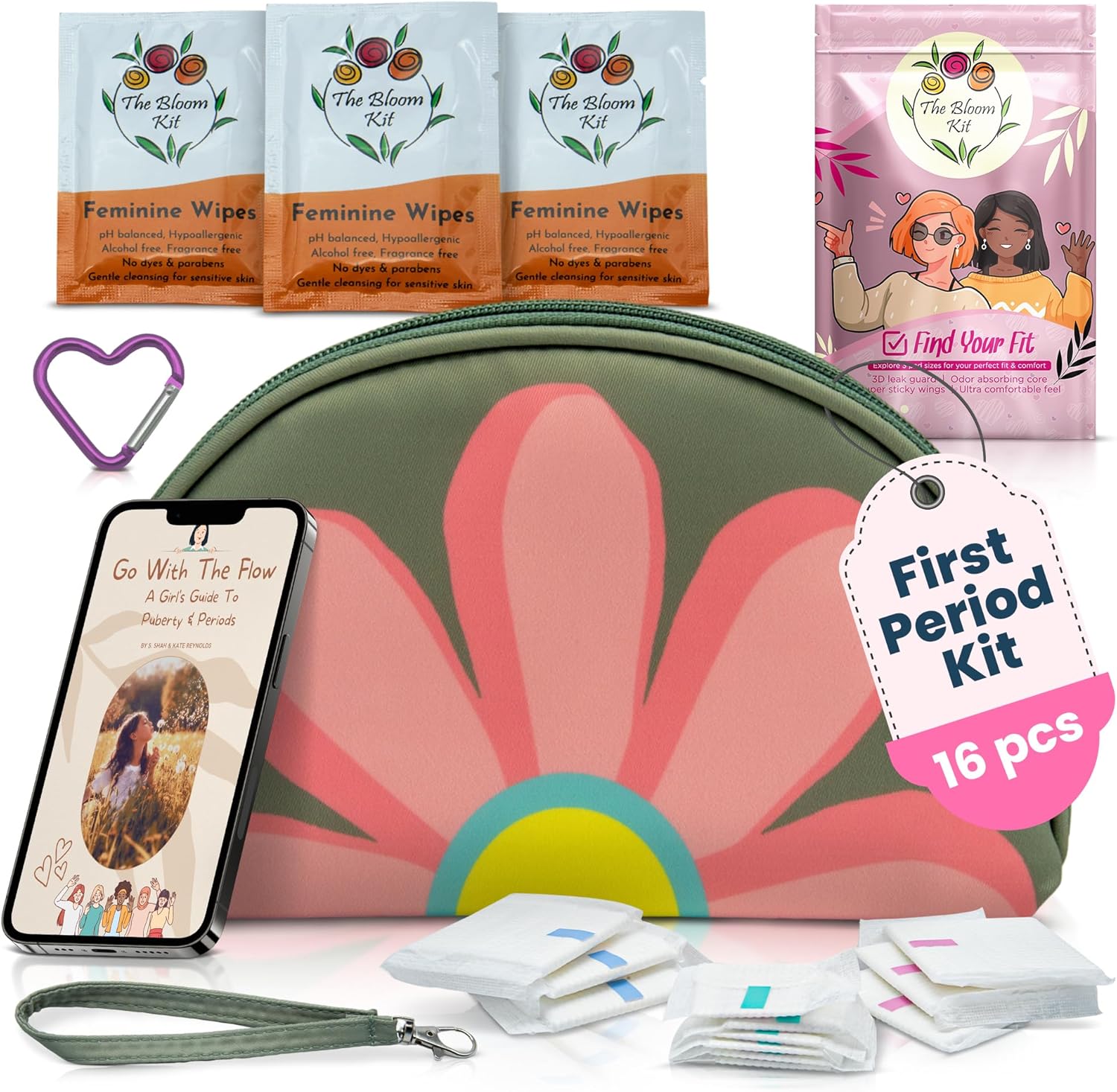 Amazon.com: THE BLOOM First Period Kit for Girls 9-12, Cute Sanitary ...
