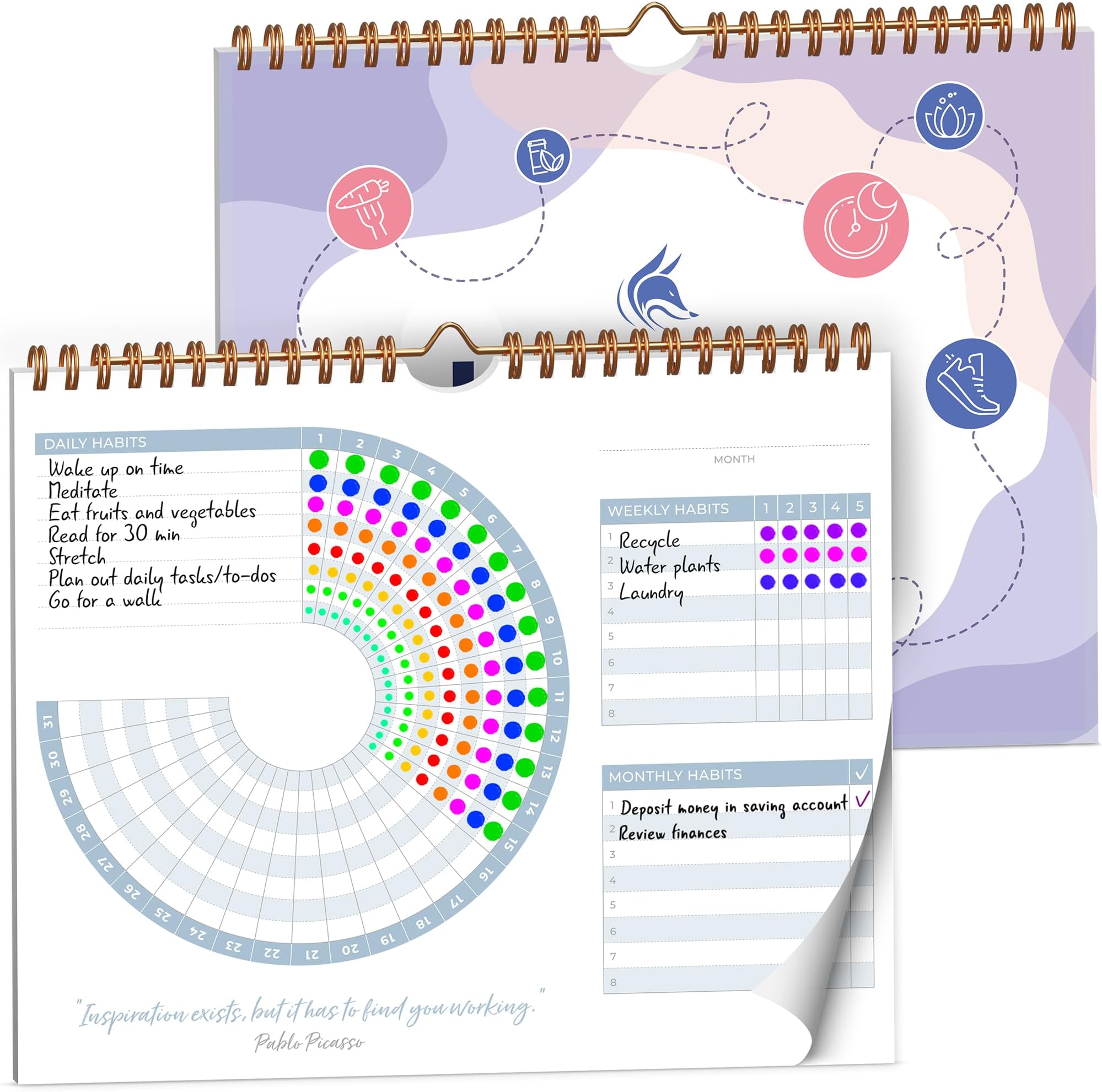 Amazon.com: Habit Tracker Calendar (Undated 12 Month) with Silver ...