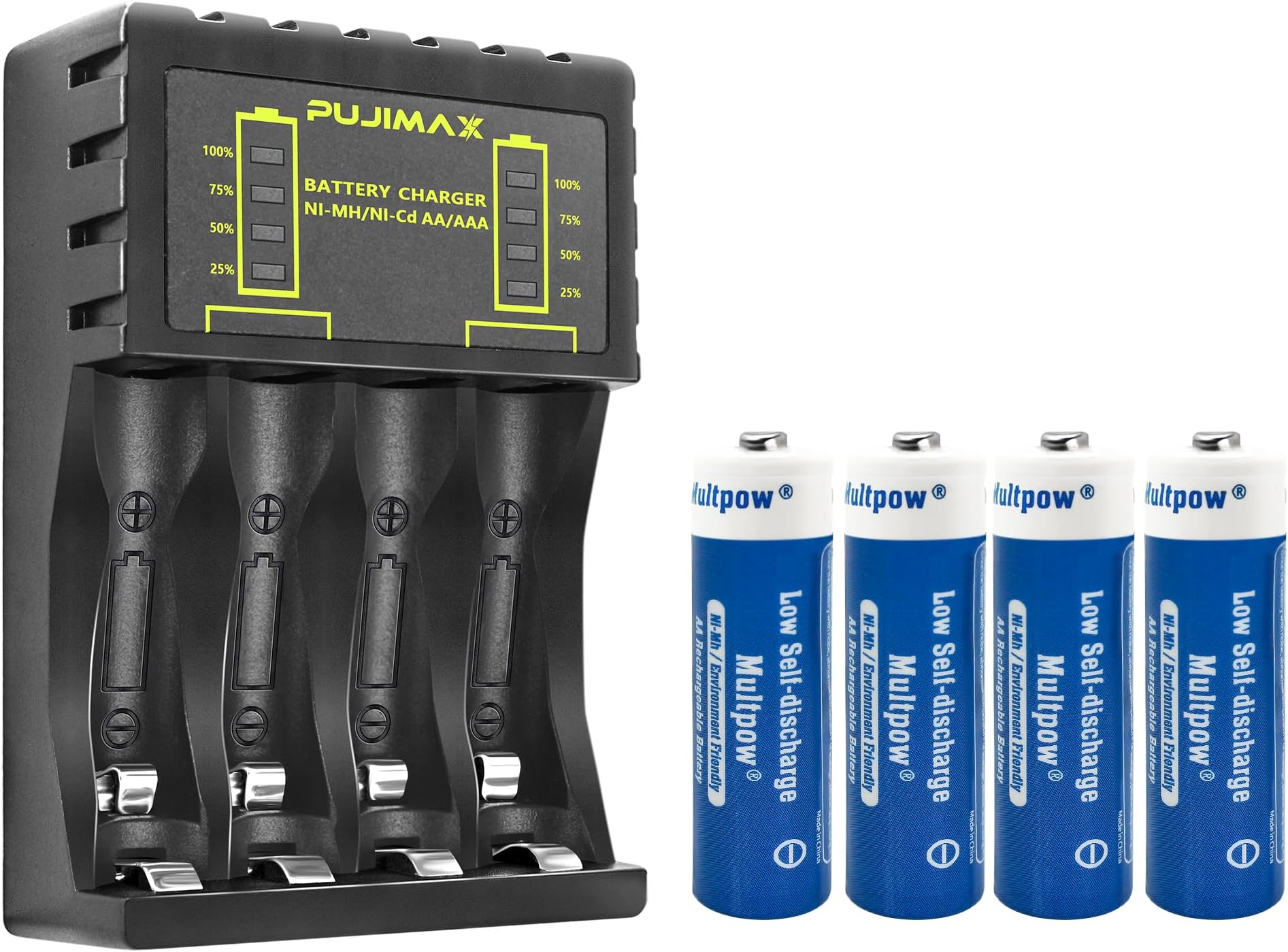 LED Display 4 Slot Battery Charger with Discharge Function for AA, AAA ...