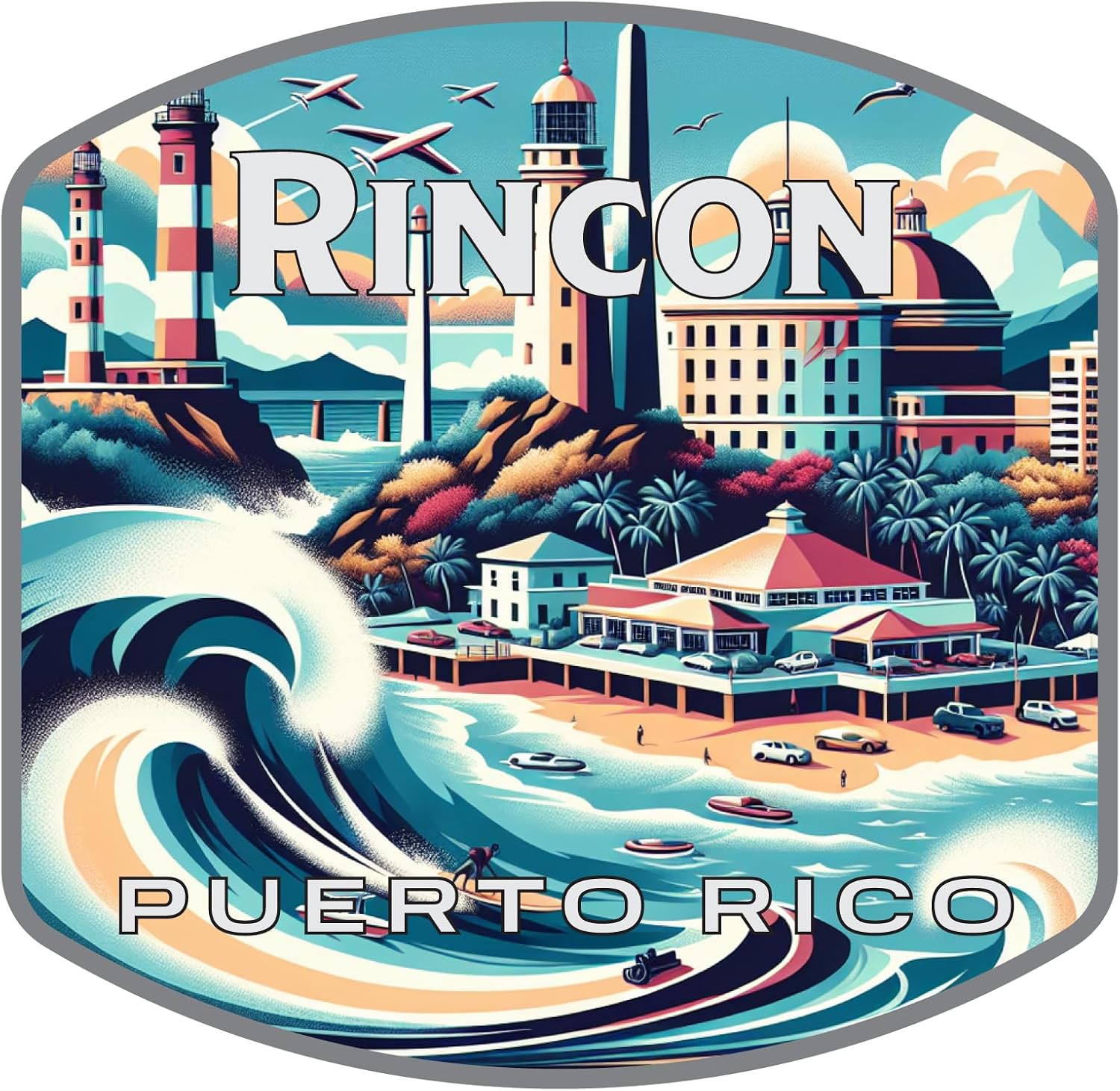 Amazon.com - Rincon Puerto Rico Vinyl Bubble Free Souvenir Kiss-Cut ...