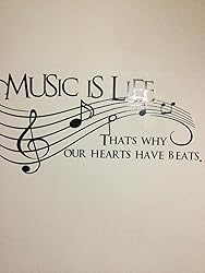 Amazon.com: Music is Life.. That's Why Our Hearts Have Beats Vinyl Wall ...