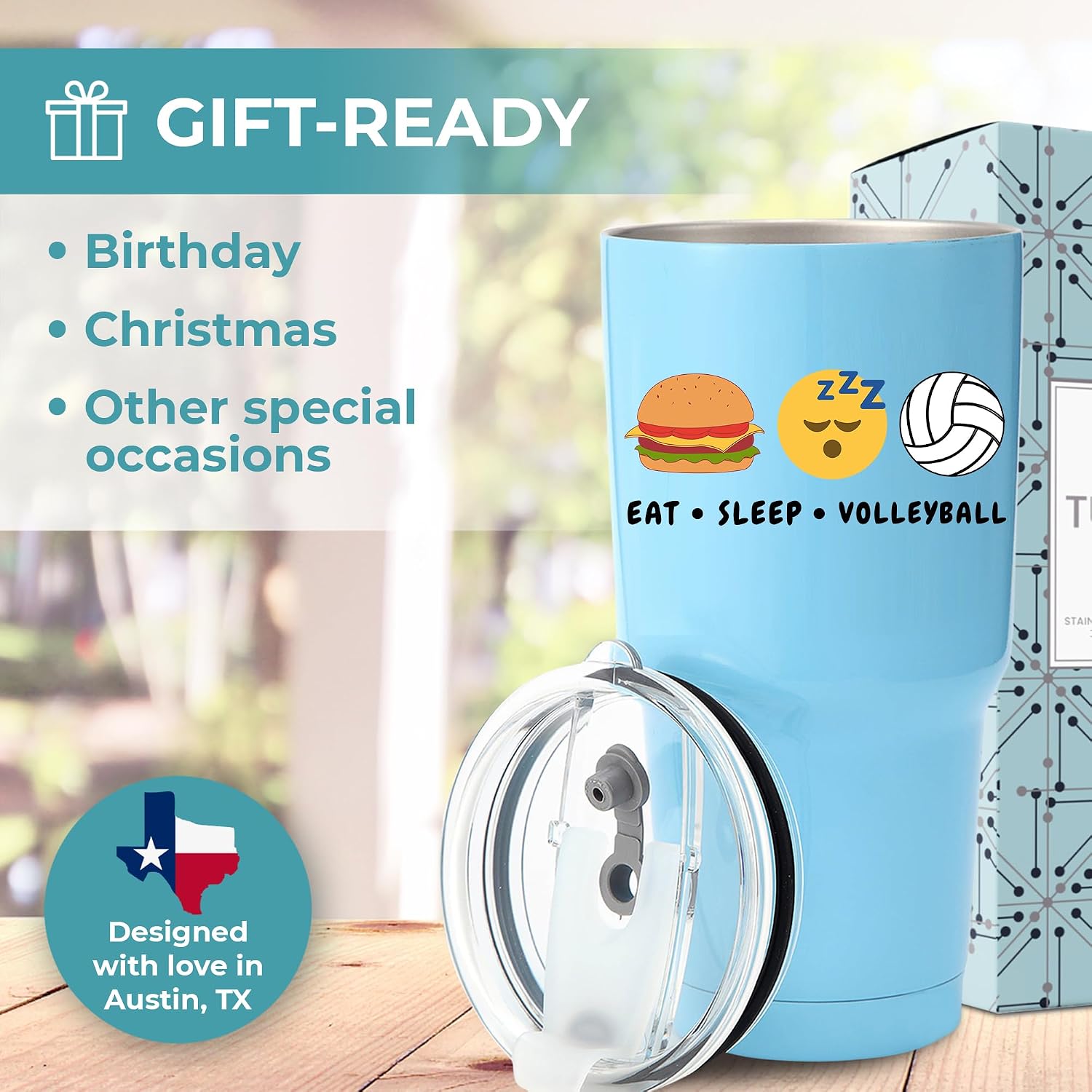 KEDRIAN Vaso de voleibol de 30 onzas, bonitos regalos de voleibol para ...