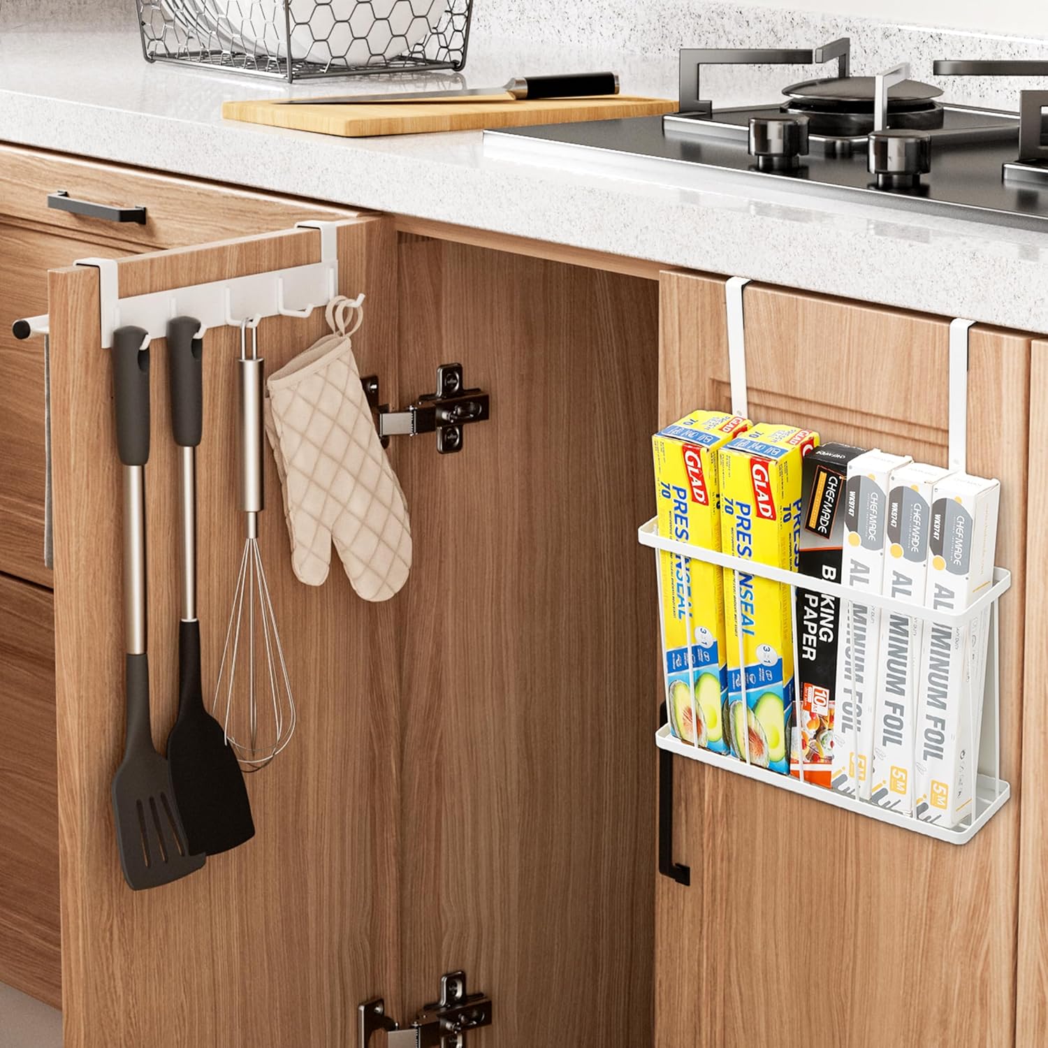 Amazon.com: nzen Over The Cabinet Door Organizer with Towel Holder ...