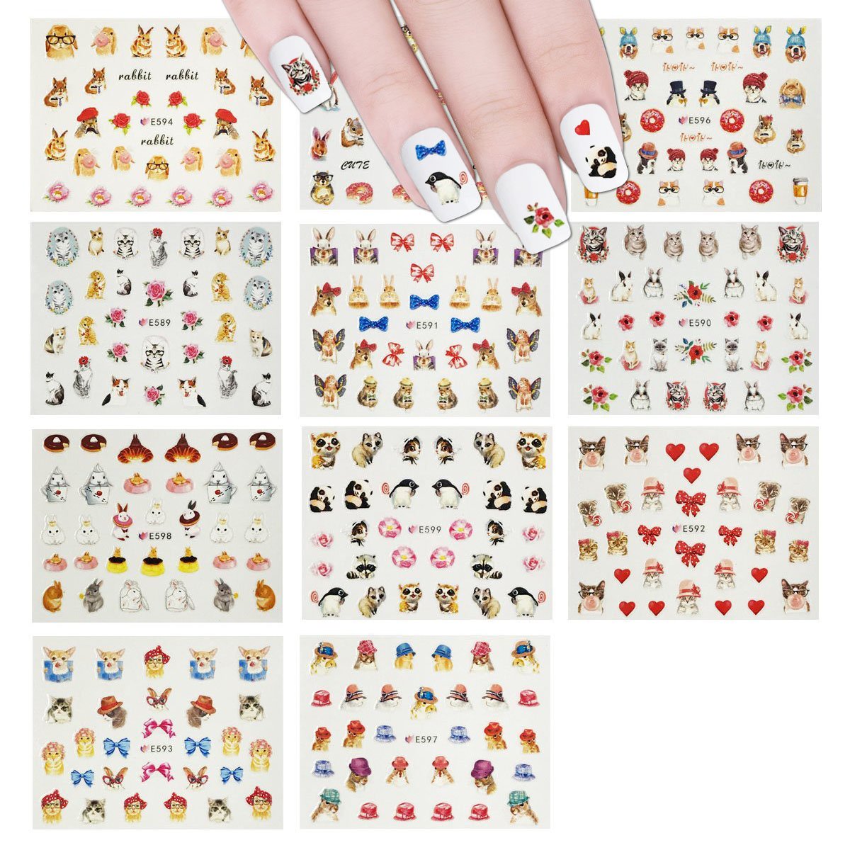 Amazon.com: ALLYDREW Furry Animals Nail Stickers 3D Nail Art (330+ Nail ...