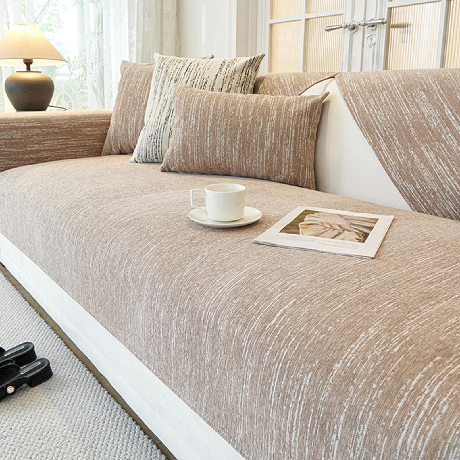 Amazon.com: Ksriylm Chenille Anti-Scratch Couch Cover, Waterproof ...