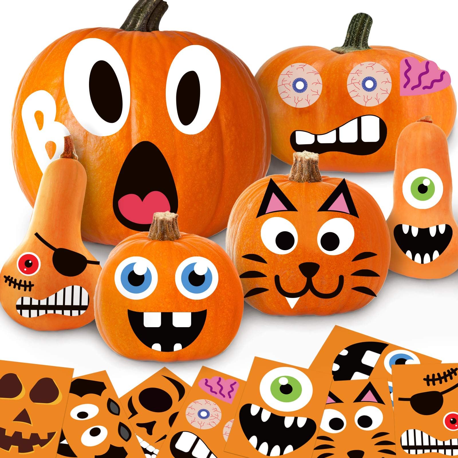 Amazon.com: 64PCS Make Your Own Jack-O-Lantern Stickers - Halloween ...