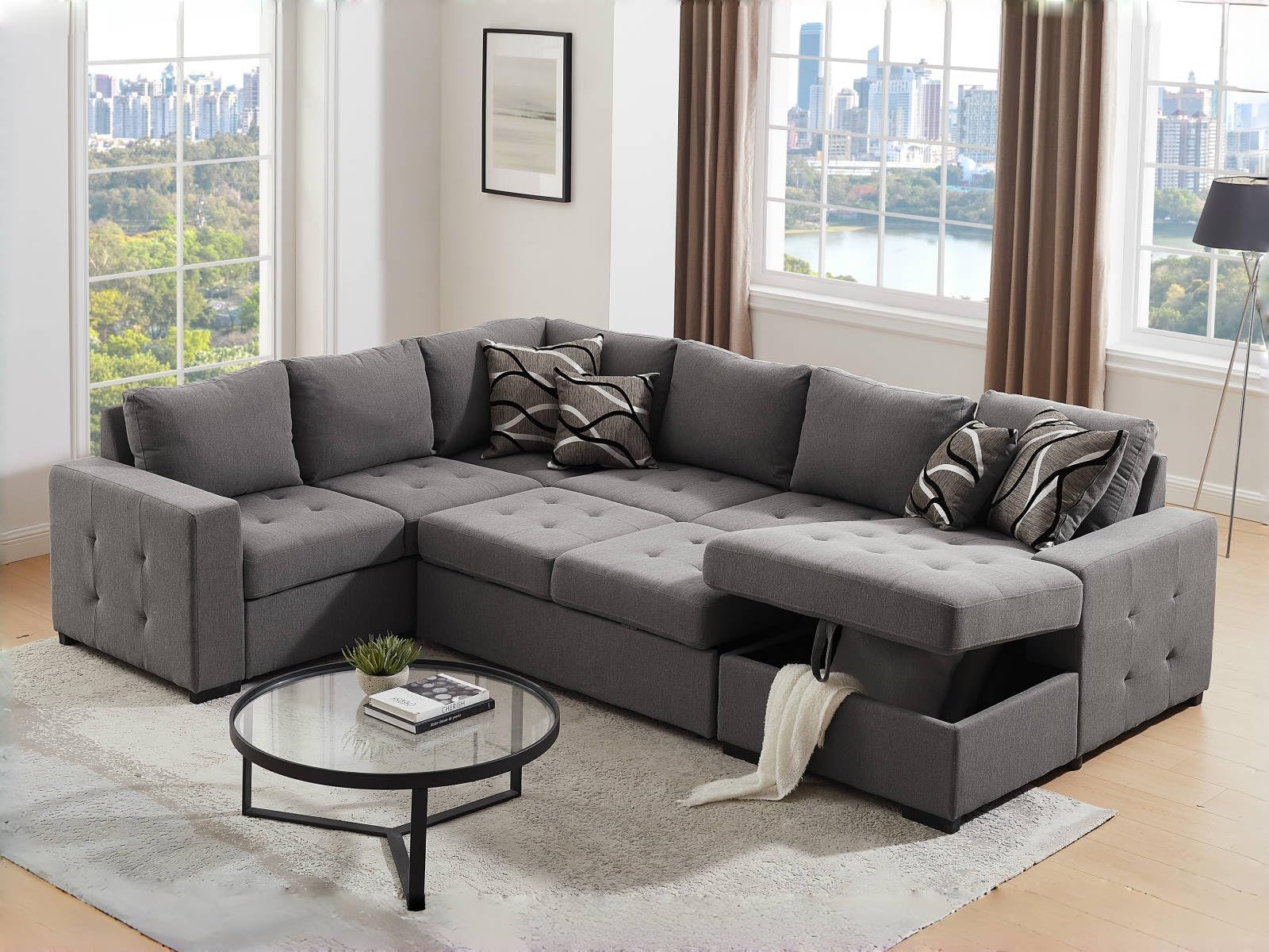 Amazon.com: Ball & Cast 85" Sectional Sofa W/Movable Storage Ottoman ...