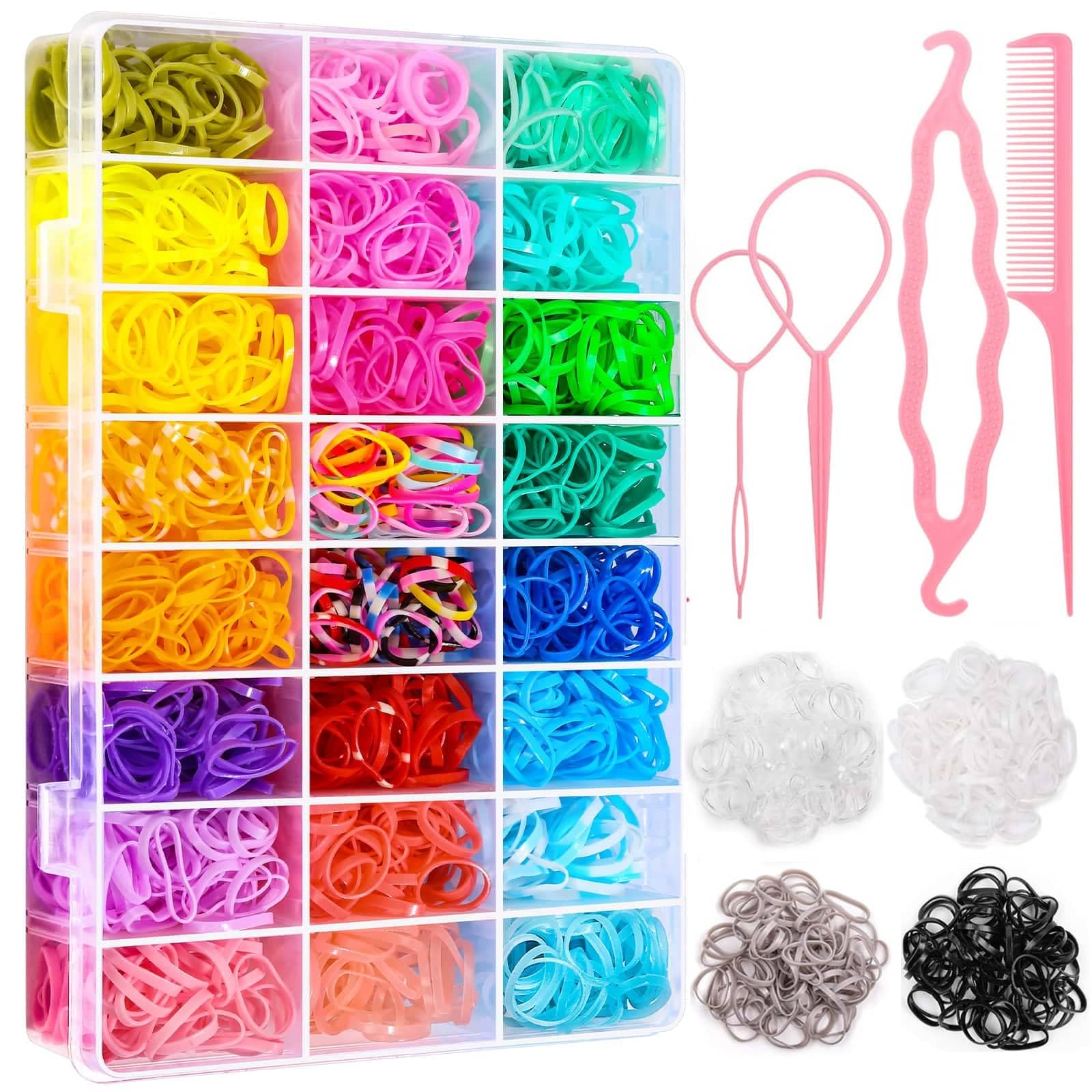 Amazon.com : 3000Pcs 28 Colors Hair Rubber Bands for Hair, Small ...