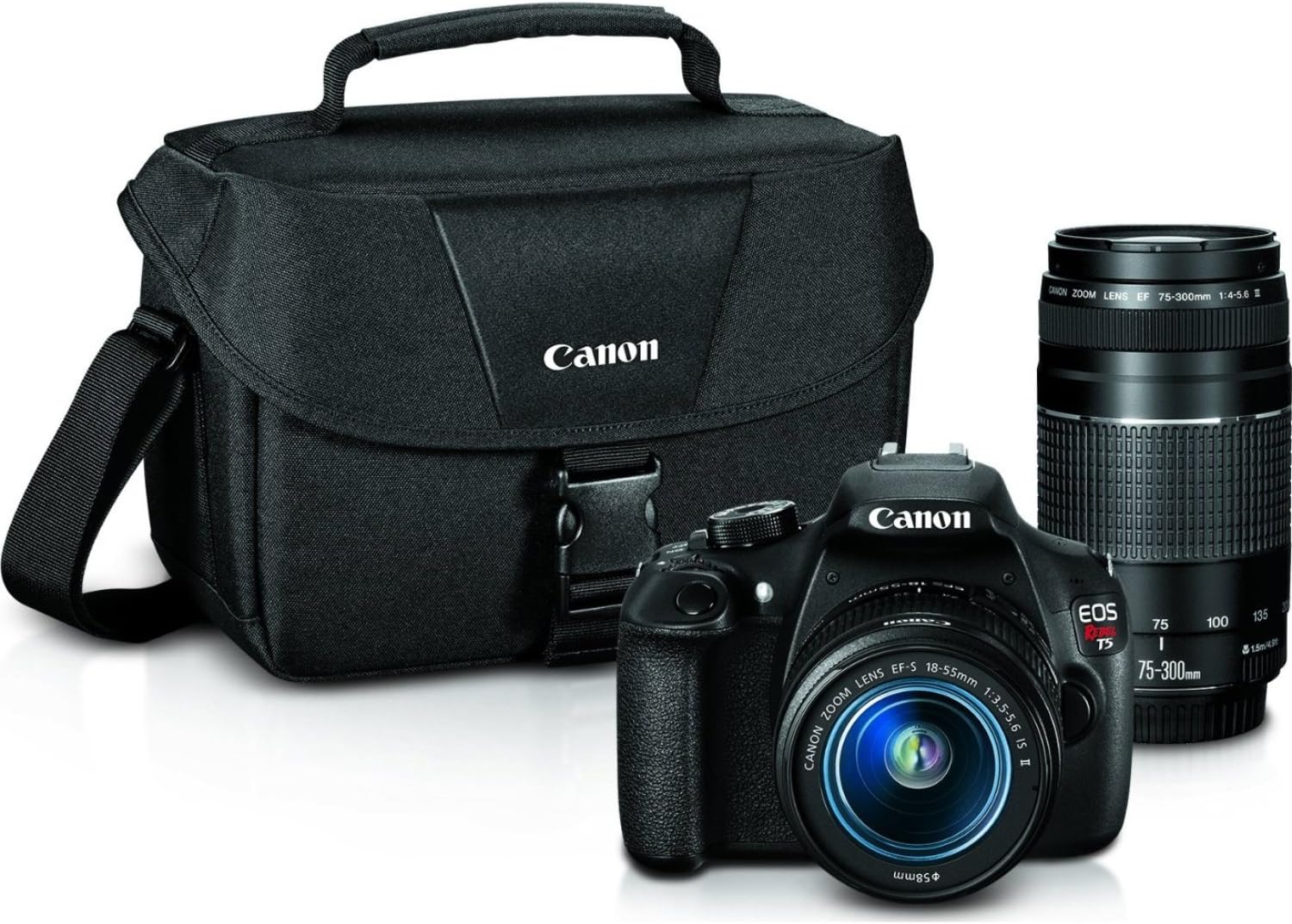 Amazon.com : Canon EOS Rebel T5 Digital SLR Camera with EF-S 18-55mm is II + EF 75-300mm f/4-5.6 ...