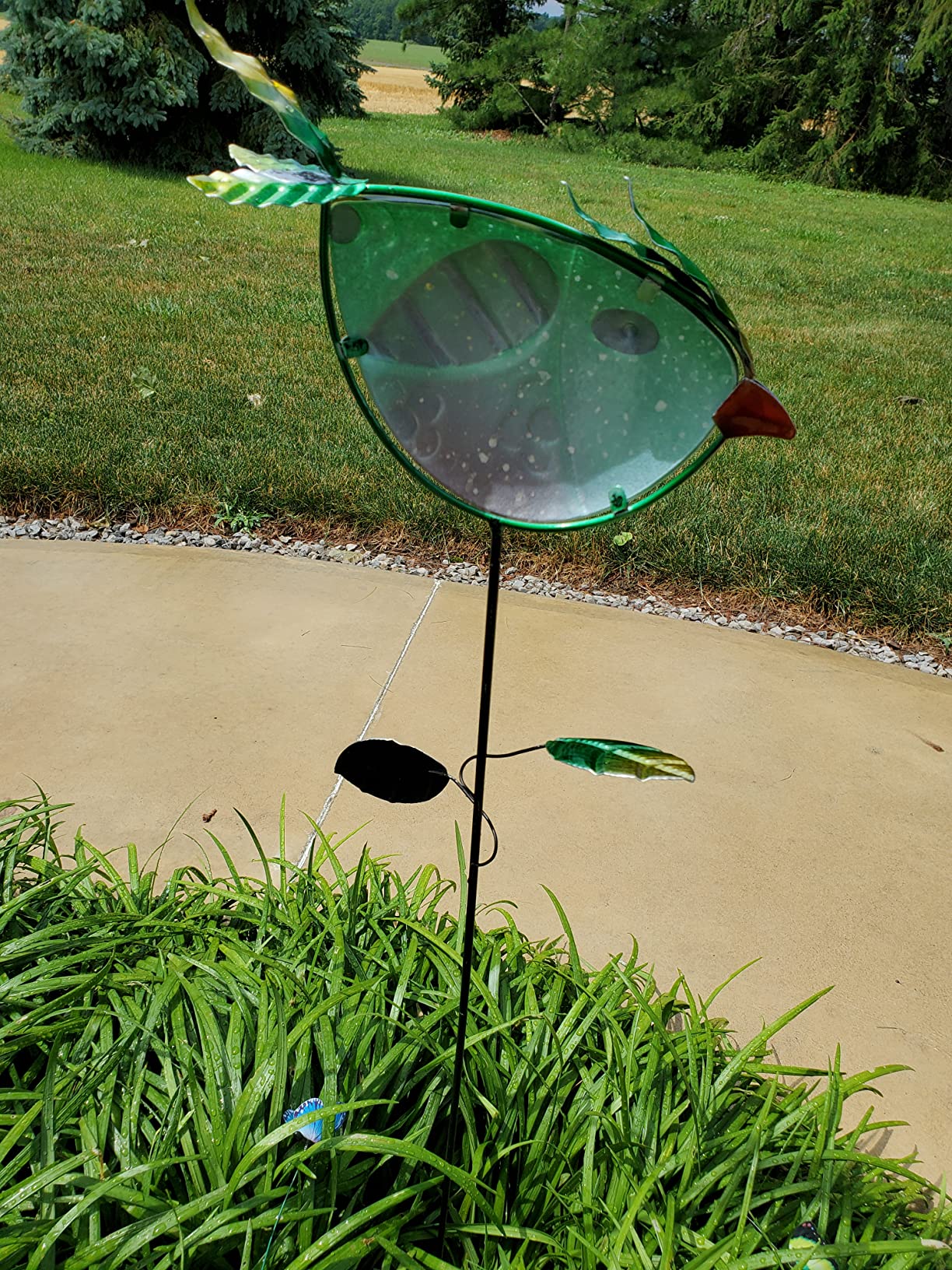 Amazon.com: Wind & Weather Colorful Glass Bird Garden Stakes, Set of 3 ...