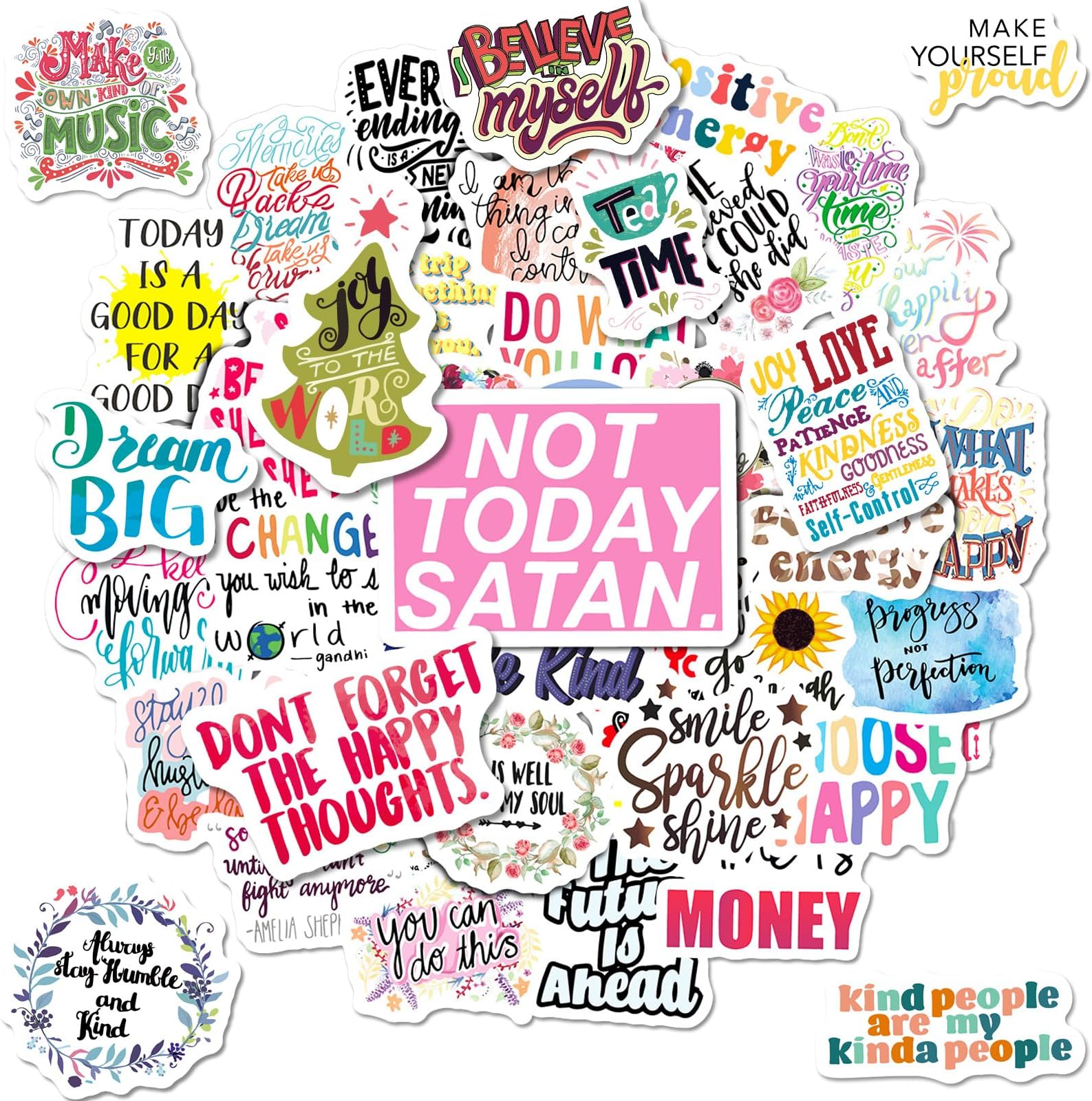 Amazon.com: 50Pcs Positive Small Water Bottle Stickers, Vinyl Scrapbook ...