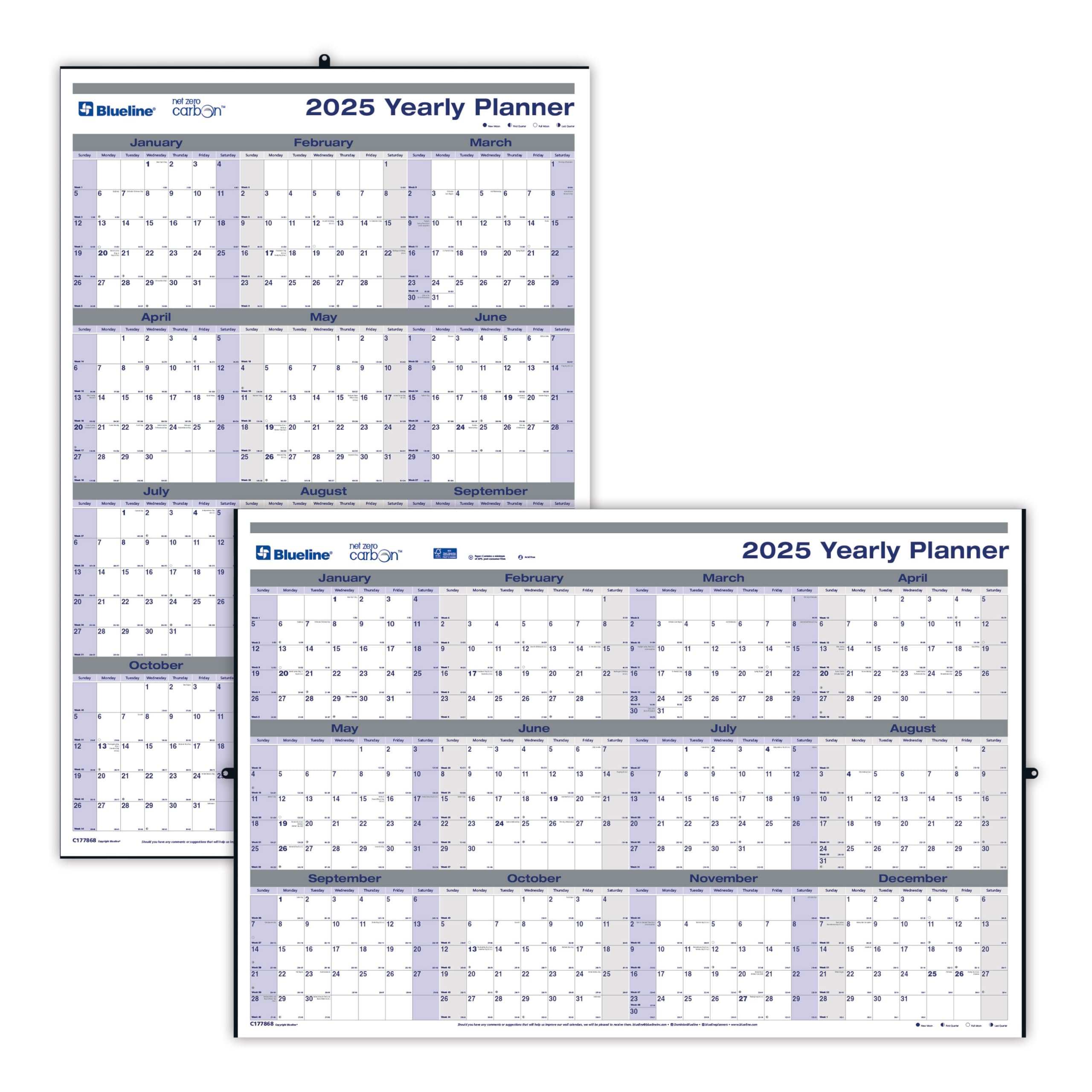 Blueline® 2025 Net Zero Carbon™ Yearly Reversible/Erasable Wall ...