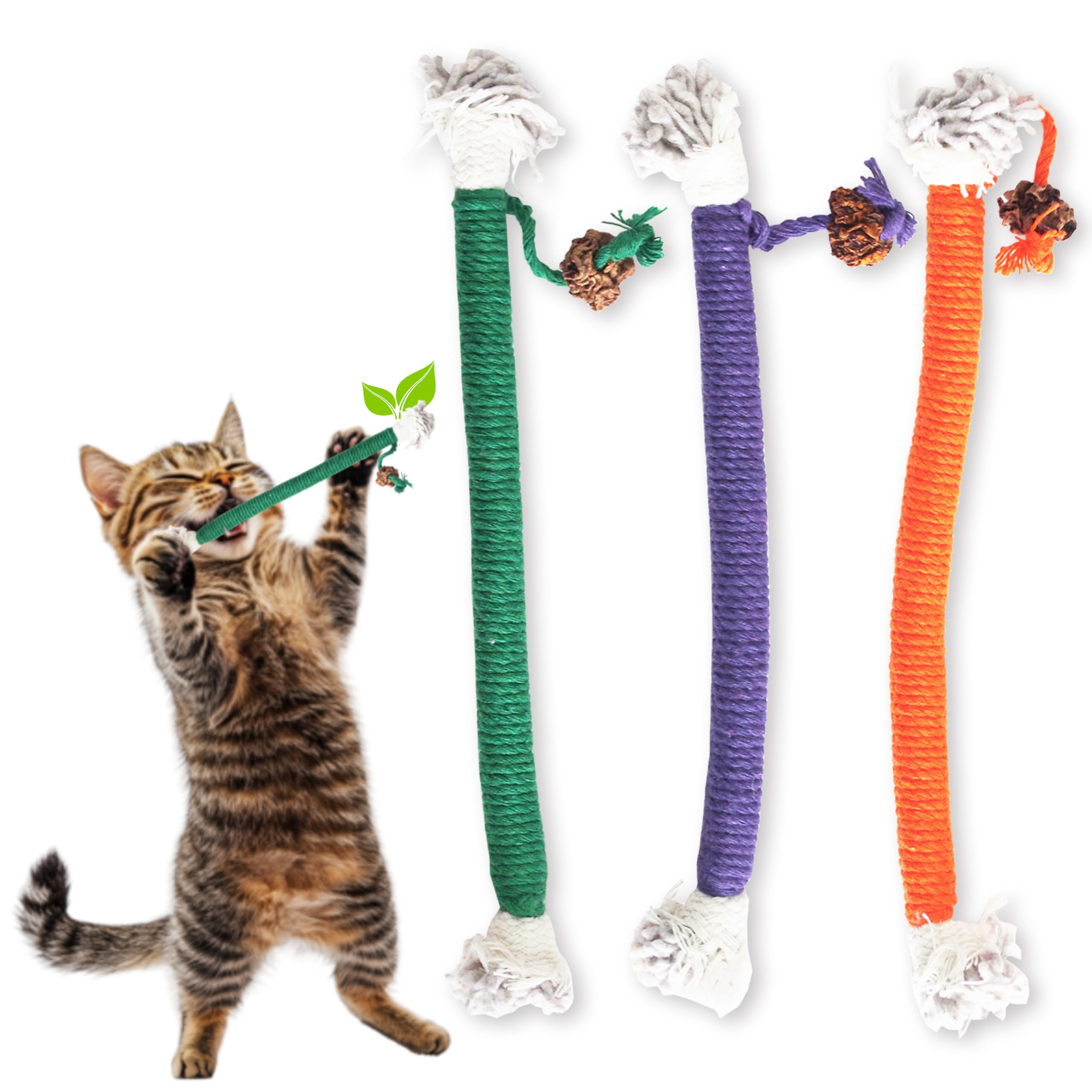 Amazon.com : LEKEWPET Cat Chew Toys 3PCS Sisal Ropes, Cat Toys for ...