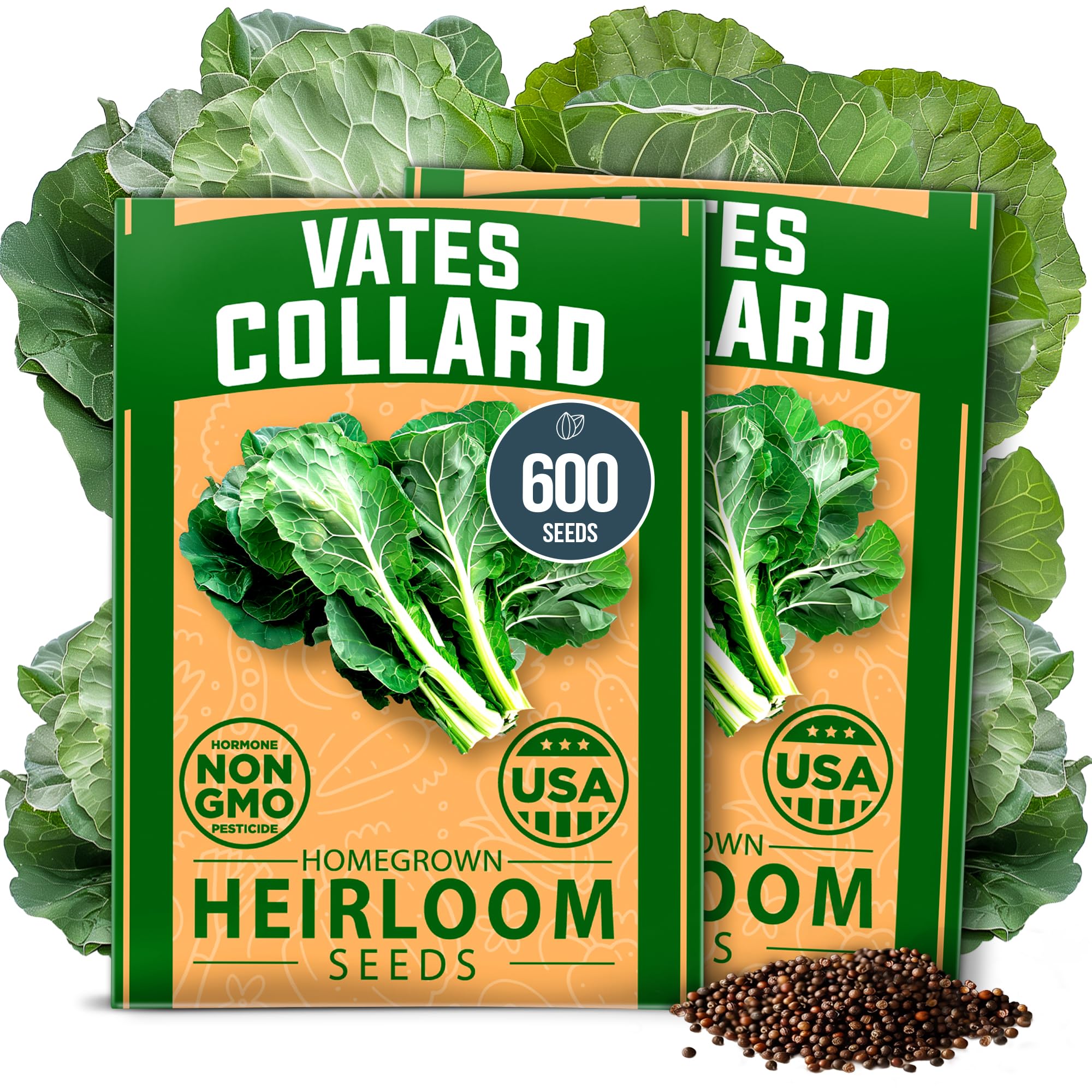 Amazon.com : HOME GROWN Collard Green Seeds - 2 Pack - 600 Seeds for ...