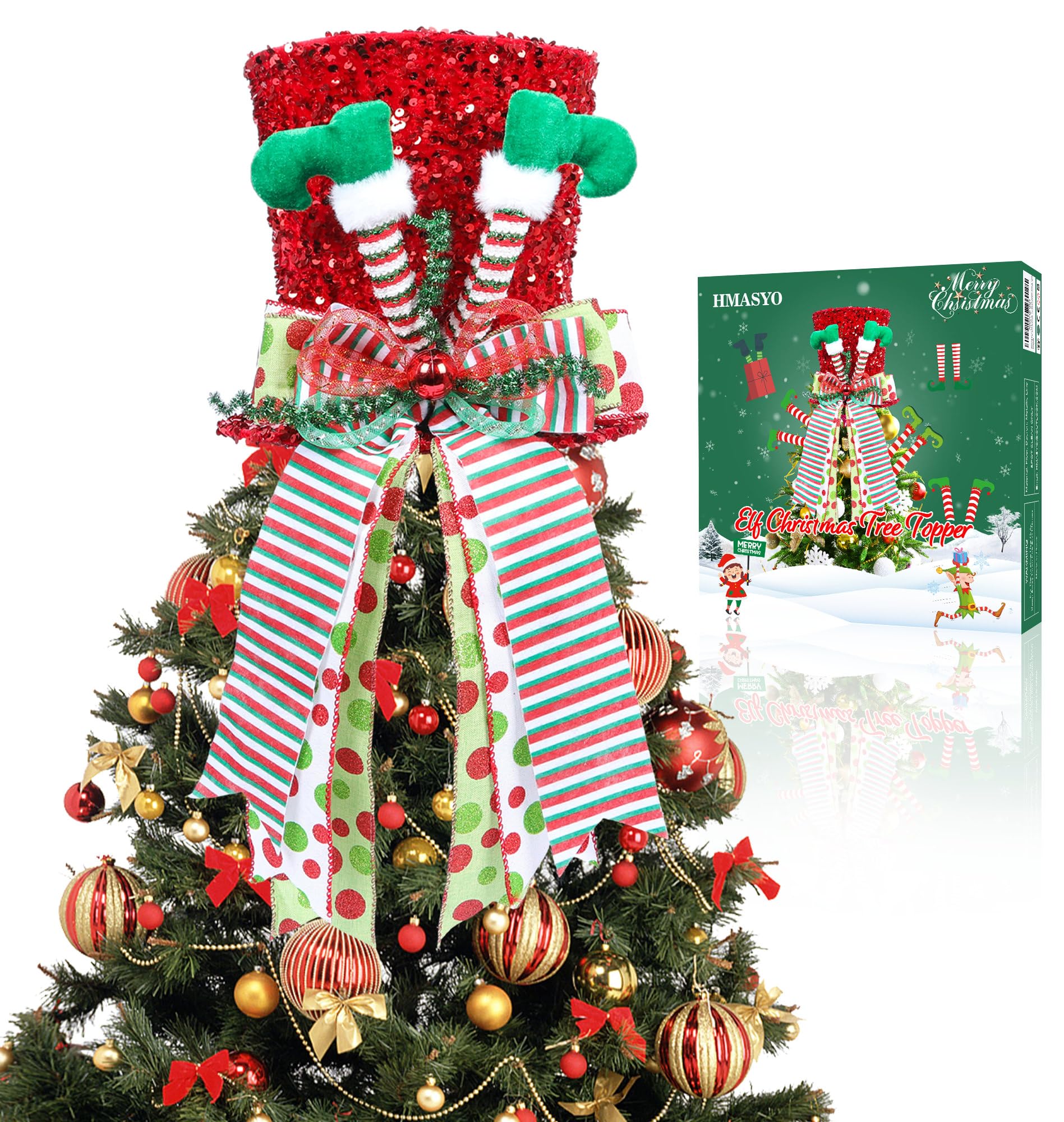 Amazon.com: HMASYO Christmas Tree Topper, Large Red Tree Topper with ...