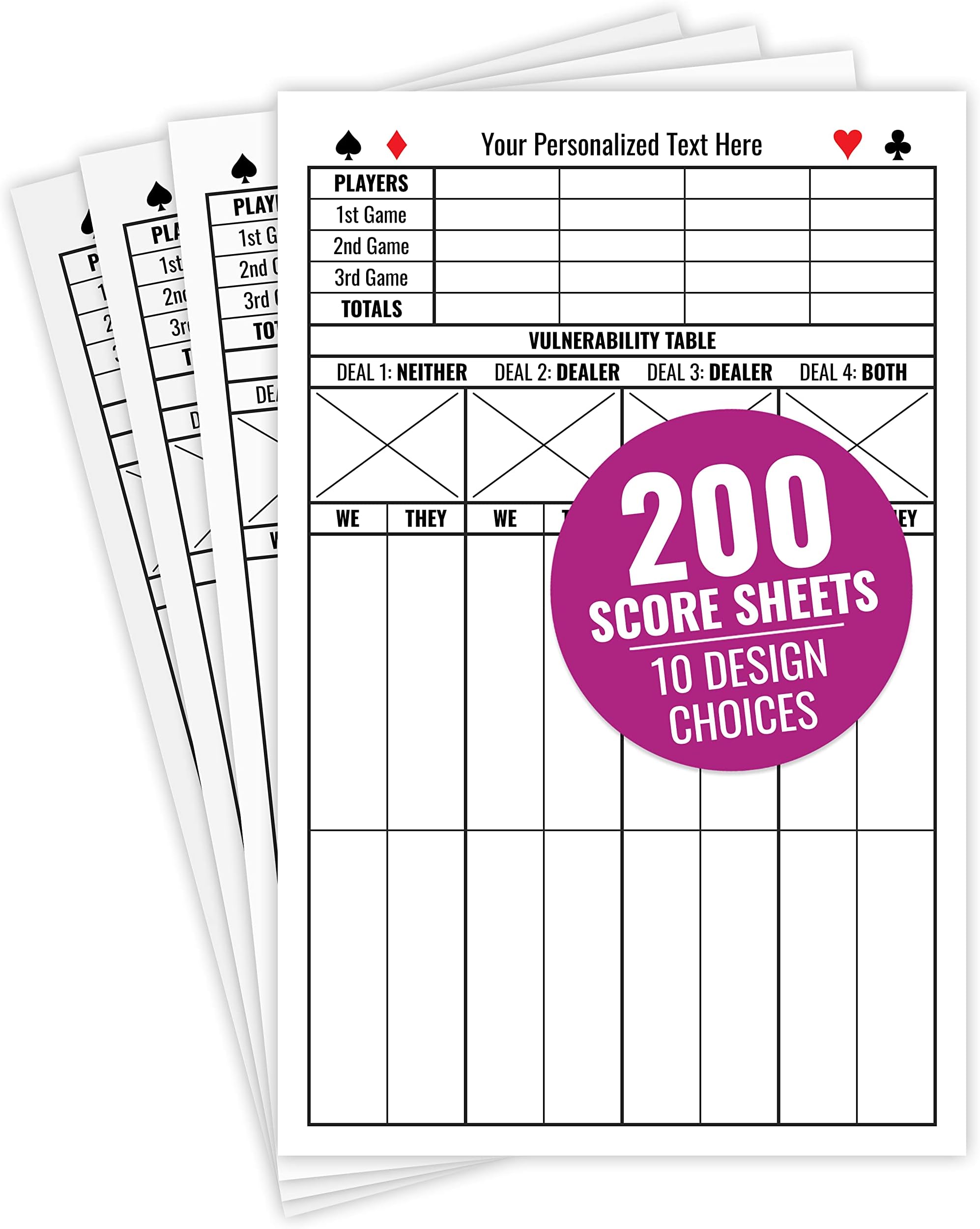 Personalized Chicago Bridge Score Pads: 200 Sheets with Game ...