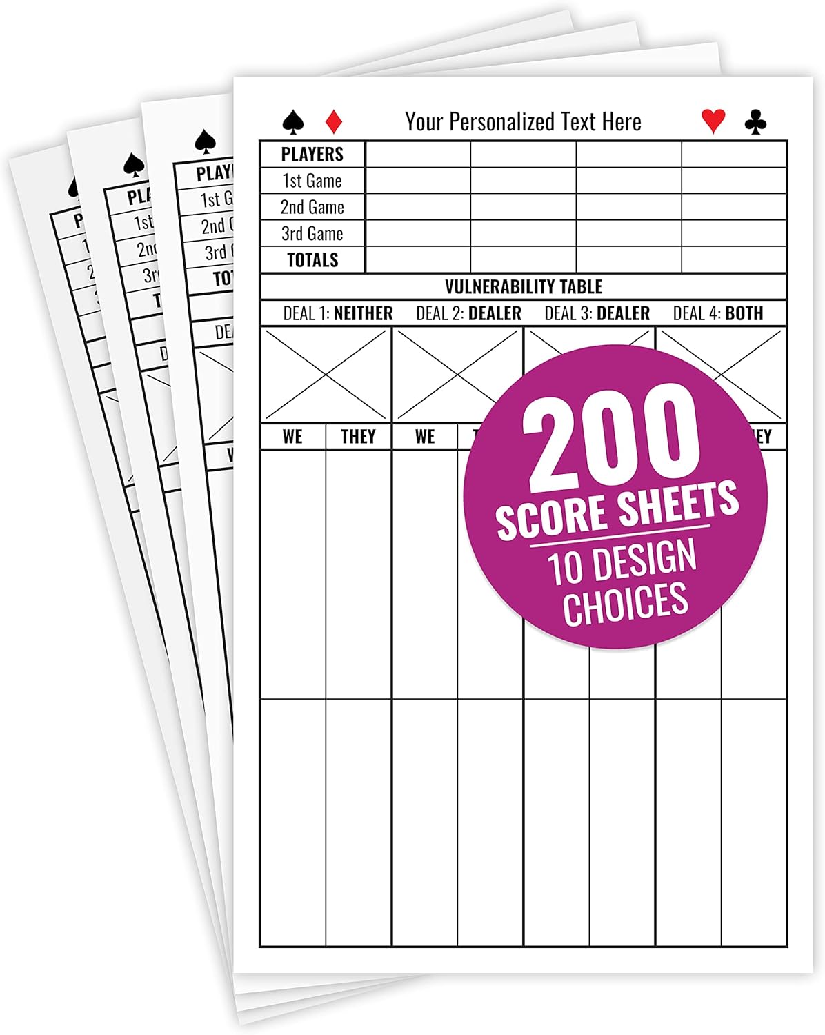 Personalized Chicago Bridge Score Pads: 200 Sheets with Game ...
